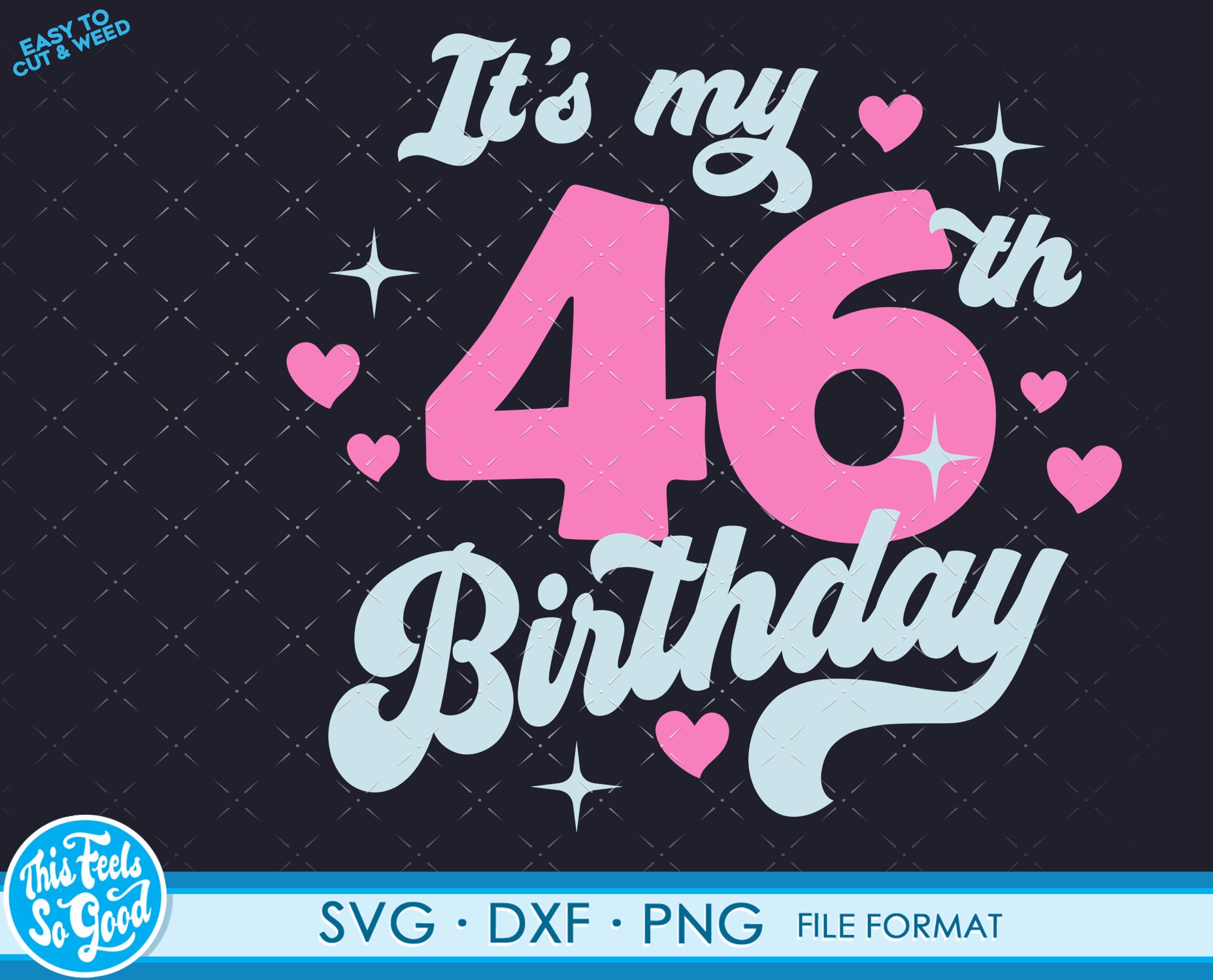 Lindo turning 46 años de edad svg 46th cumpleaños archivos svg | Etsy