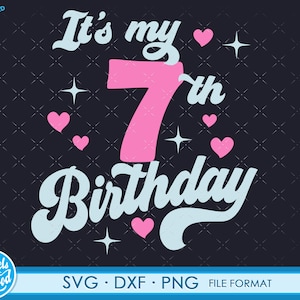 Cute Turning 7 Years Old Svg 7th Birthday Svg Files for Cricut ...