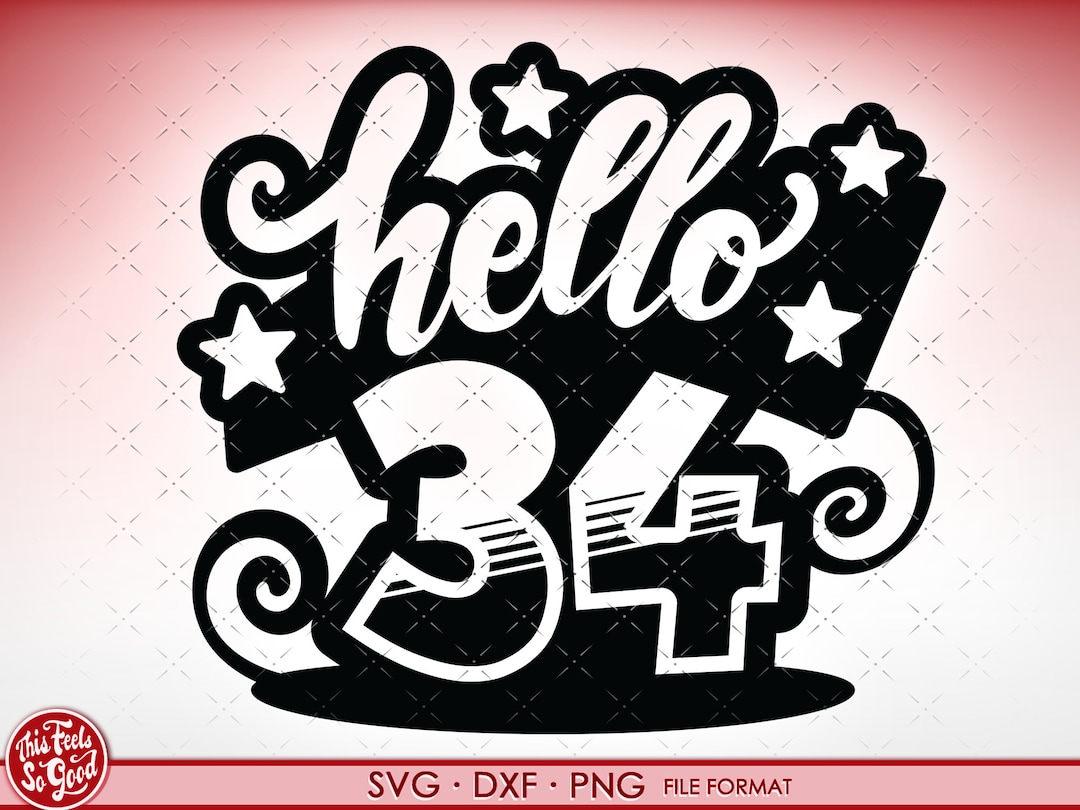 SVG 34th Birthday Hello 34 Svg Files for Cricut. Birthday Gift 34th Png ...