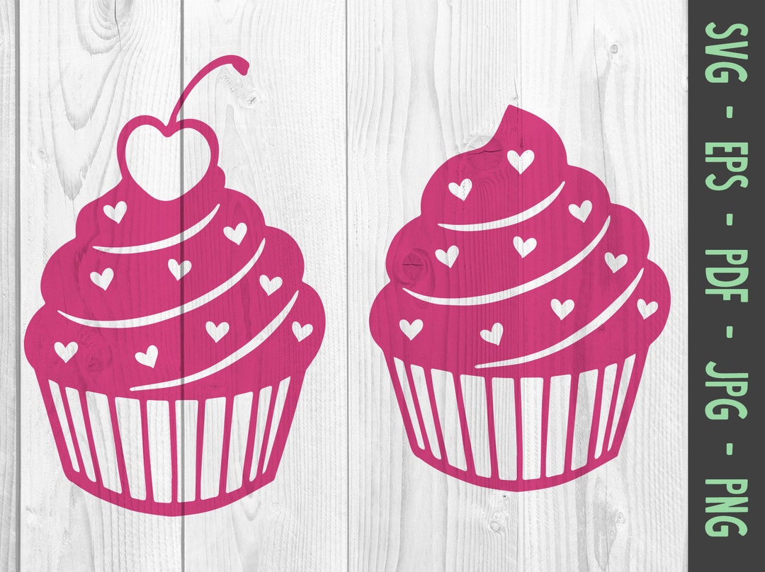 Love Cupcake Svg, Cupcake Svg Cutting Files, Heart Cupcake Vector ...