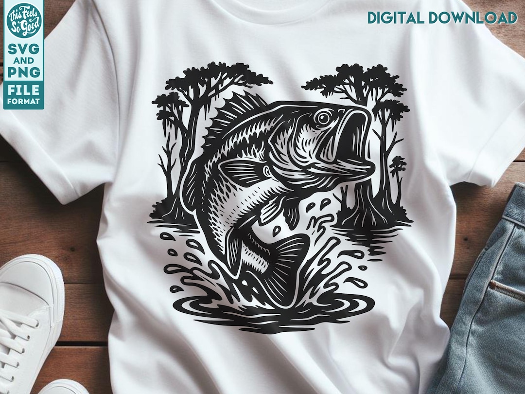 Largemouth Bass SVG Png Bass Fishing Svg for Cricut, Laser Cut, Etching ...