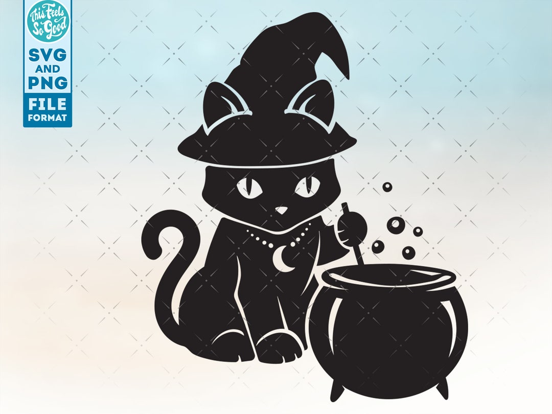 Black Cat Halloween Svg Png, Black Cat Svg Png, Witchy Witch SVG Files ...