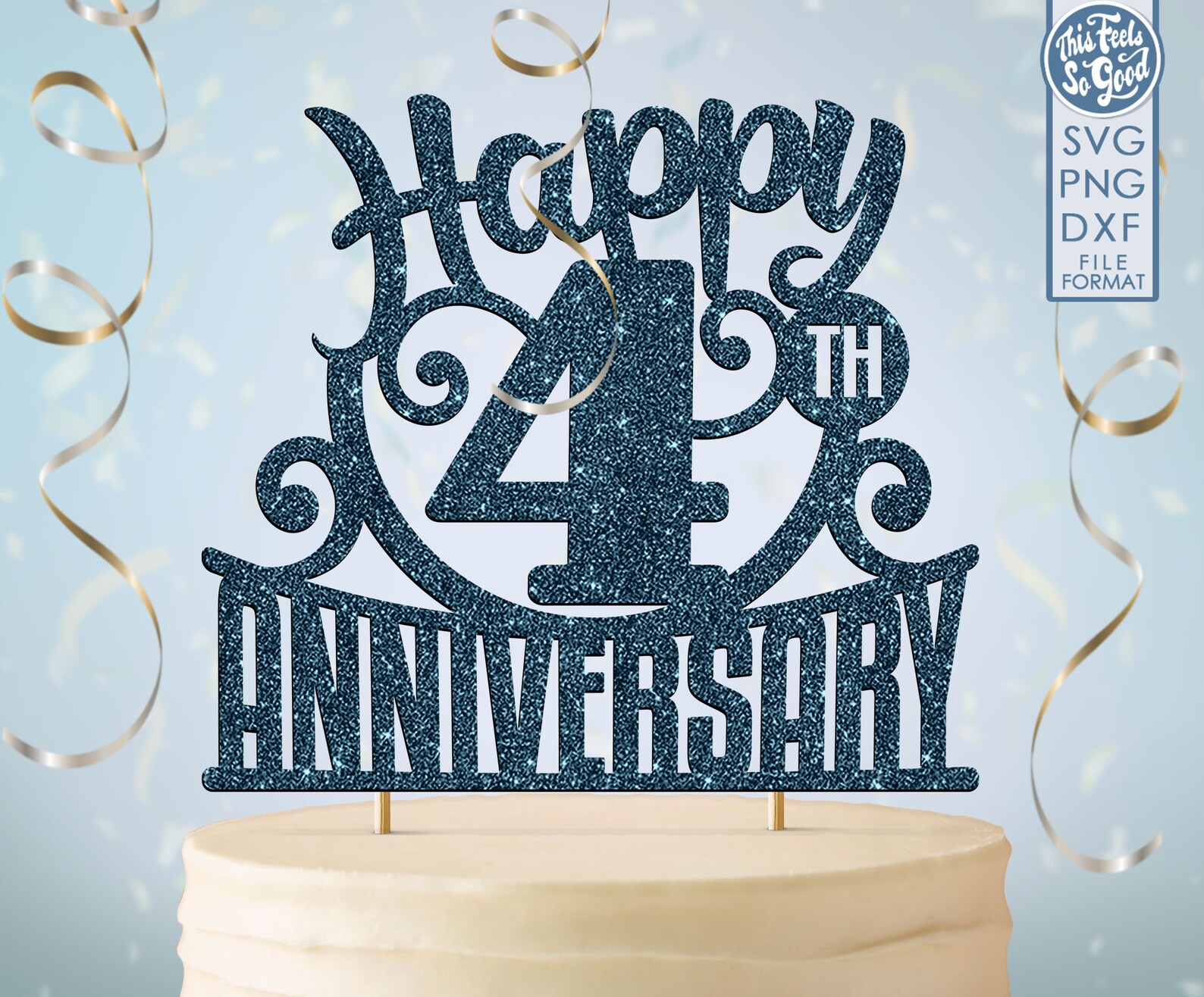 4 4th anniversary cake topper svg 4th happy anniversary cake | Etsy