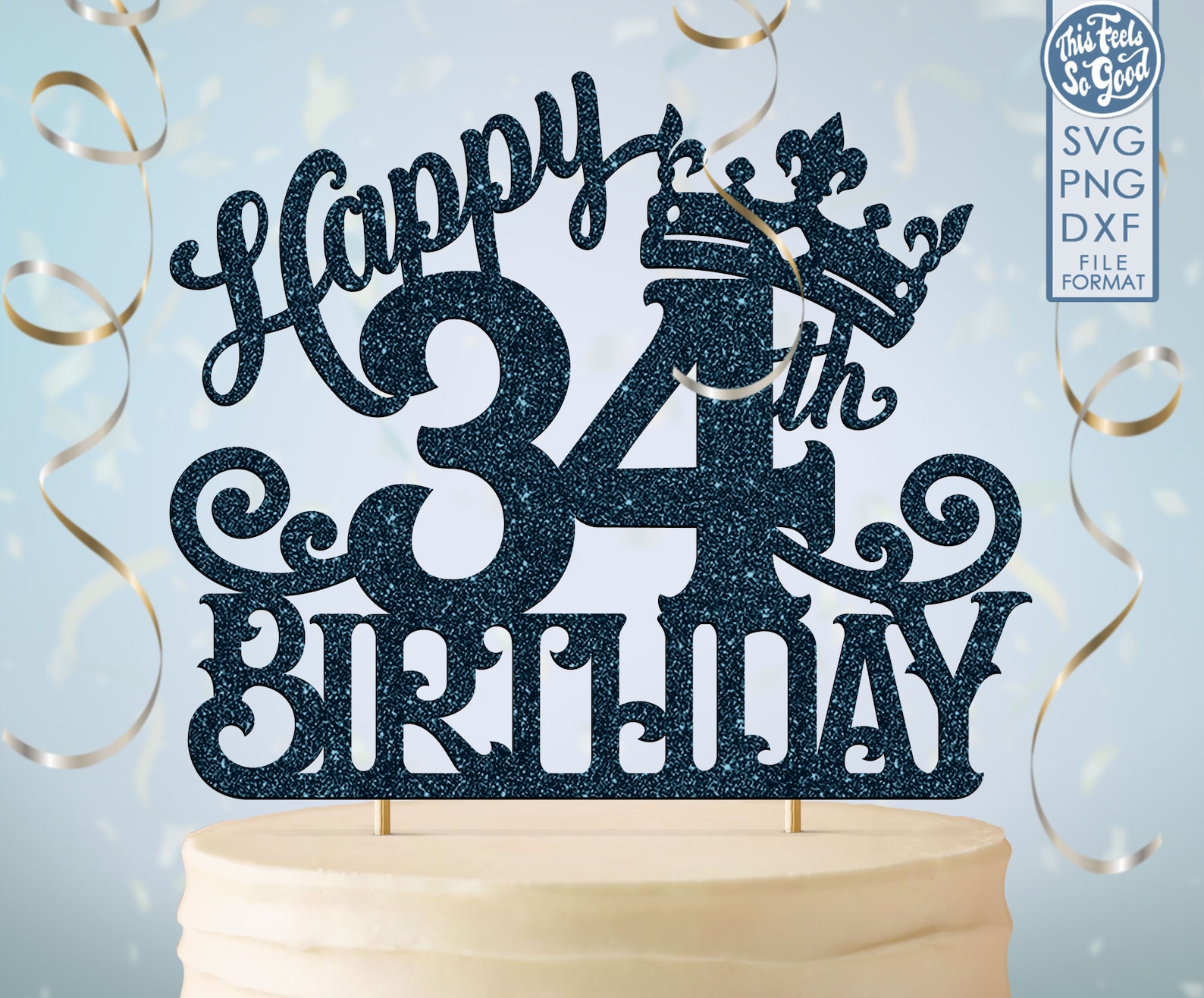 34 34th Birthday Cake Topper Svg 34 34th Happy Birthday Cake - Etsy