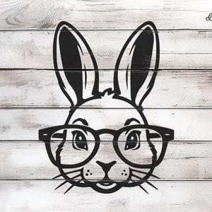 Cute Rabbit SVG, Rabbits Svg, Rabbit Wearing Glasses Cut File for ...