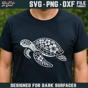 Tropical Sea Turtle Svg File for Cricut Tropical Flowers Sea Turtle Cnc ...