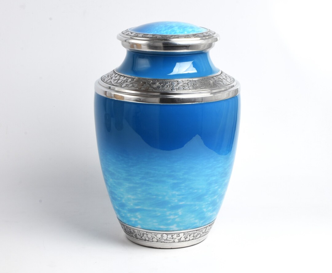 Cremation Ashes Urn for Adult Body Large Ashes Urn in Calm Blue Ocean ...