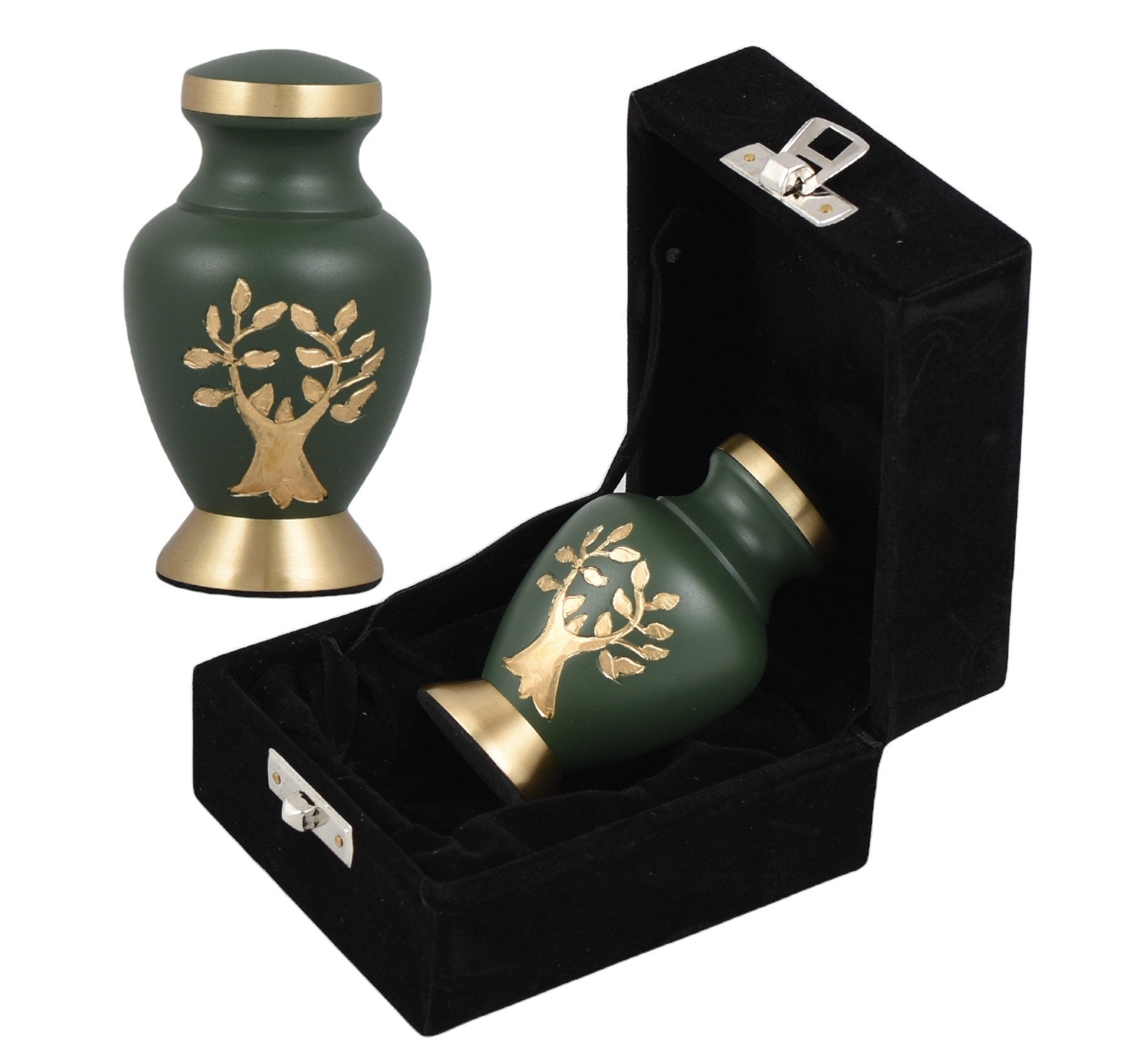 Mini urna para cenizas recuerdo cremación funeraria urn verde | Etsy