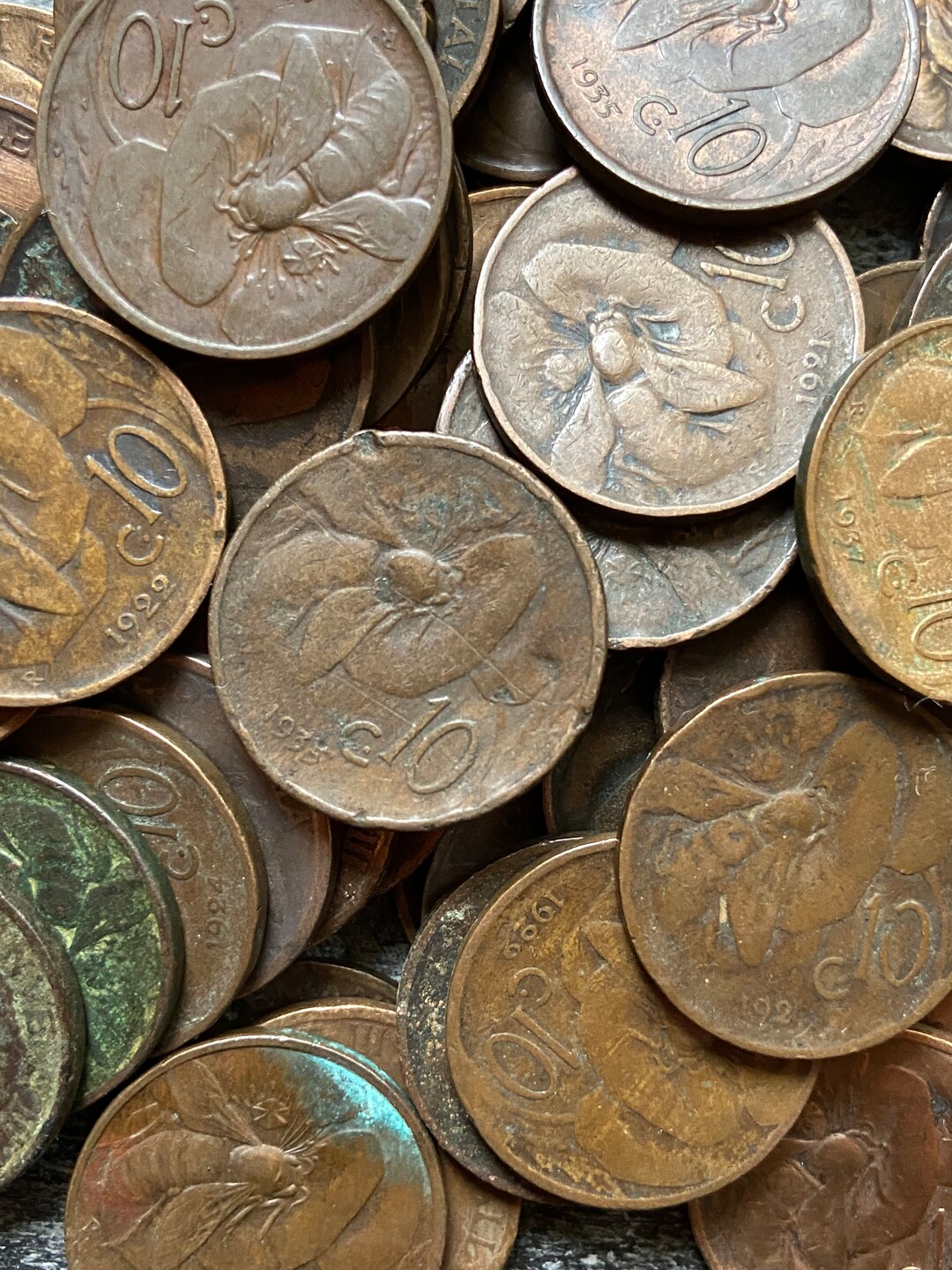 7 Bee Coins - Dinged, Cleaned, Worn or Dark - Etsy