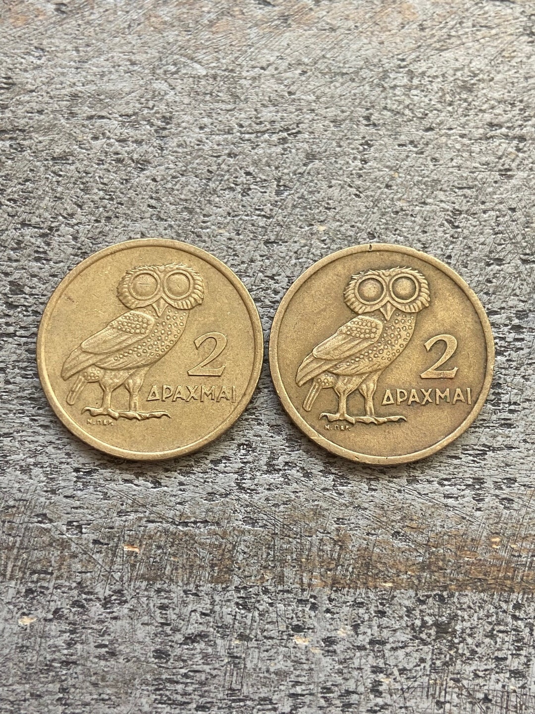 Wise Owl 1973 Greece 2 Drachma 2 Coins - Etsy