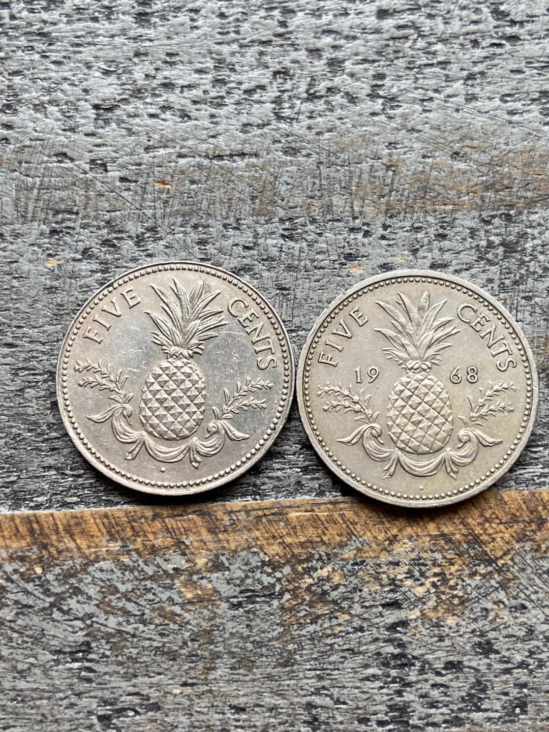 Vintage Pineapple Coins 2 / Bahamas 5 Cent - Etsy