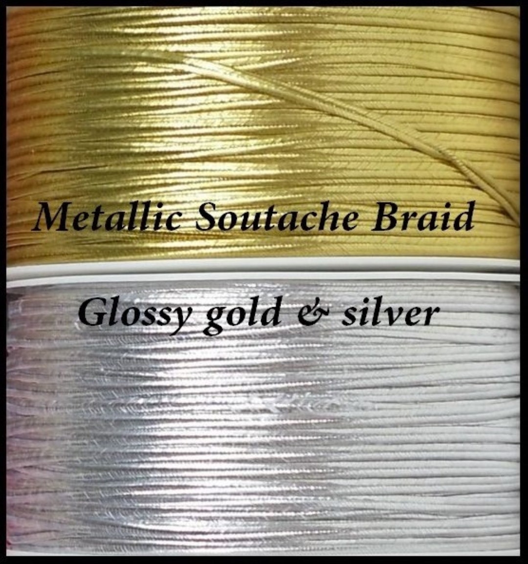 2mm Metallic Soutache Braid Cord Glossy Gold Silver Decorative Flat ...