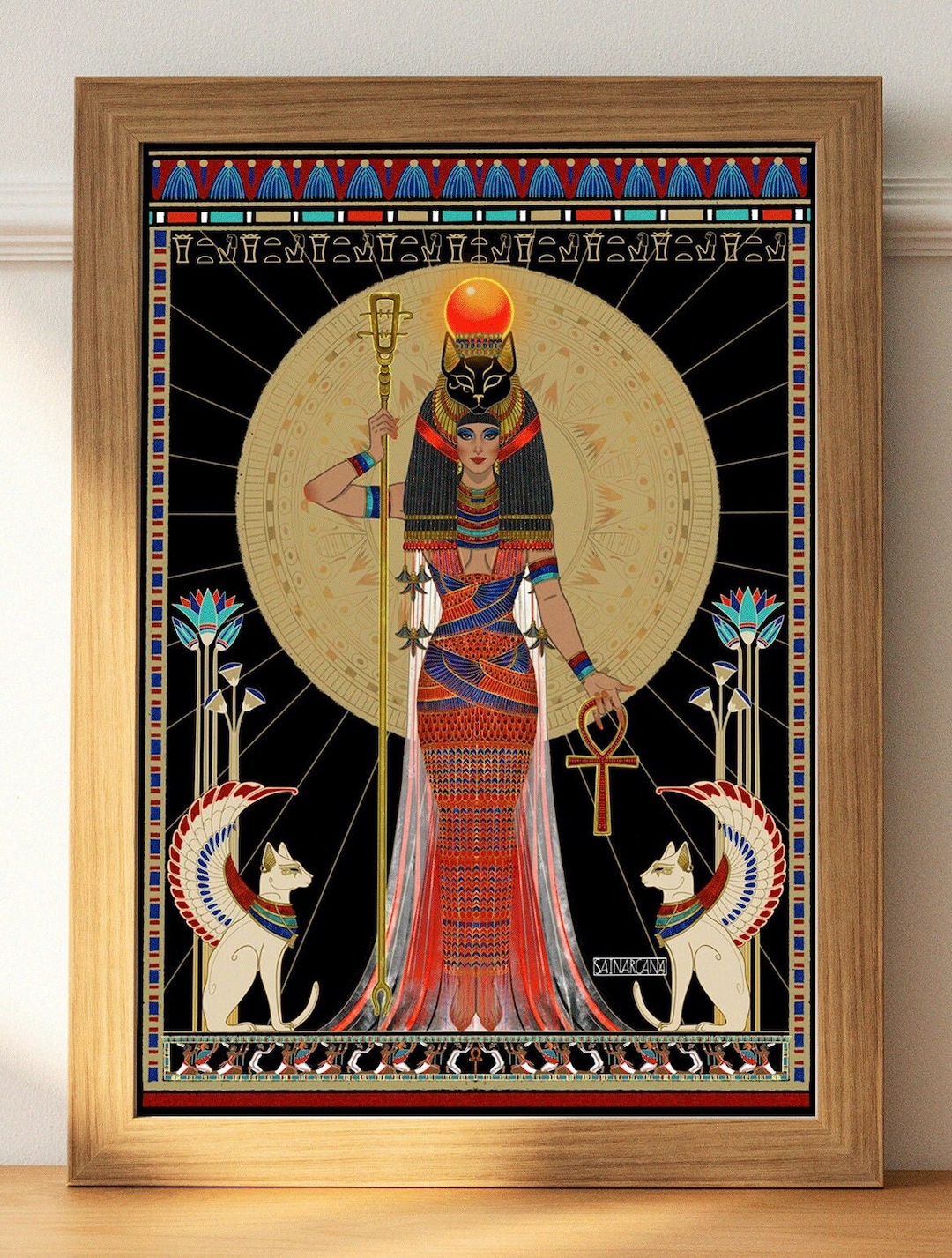BASTET Bast Print Egyptian Goddess Ägyptische Göttin Déesse égyptienne ...