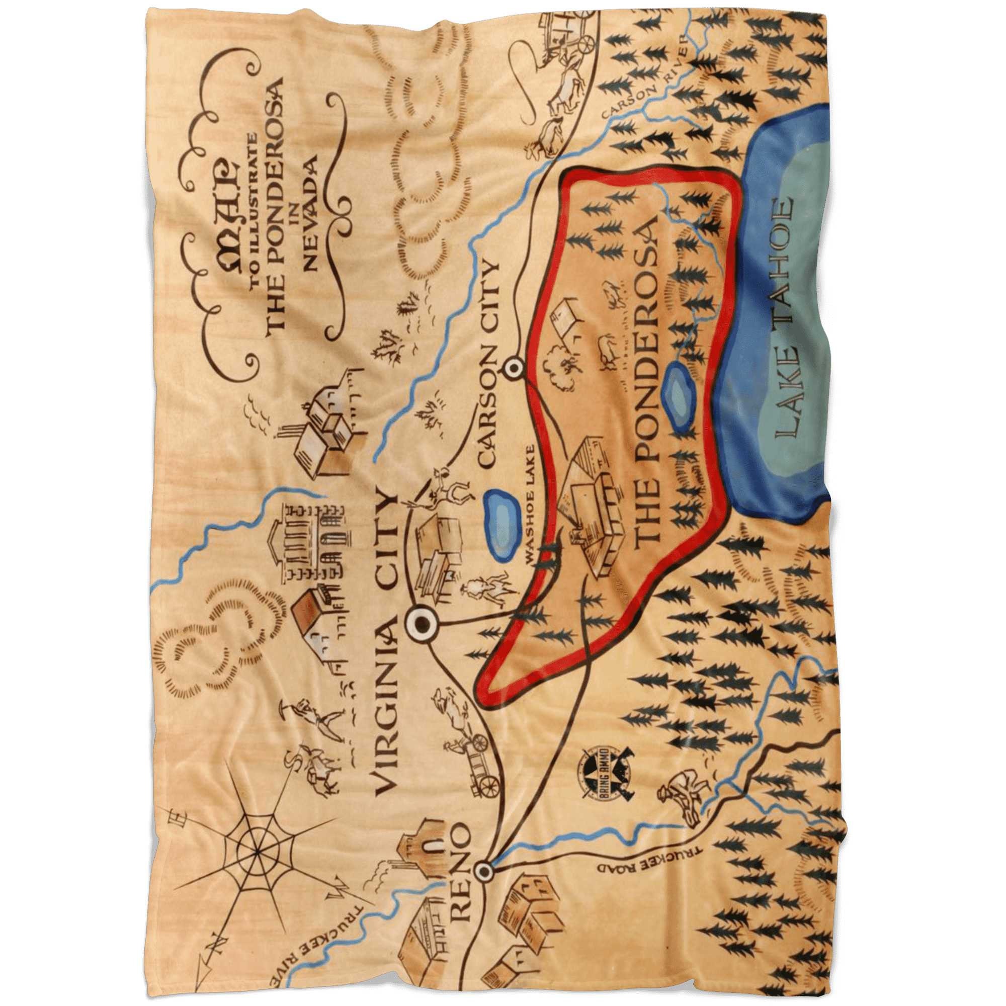Ponderosa Map From Bonanza Fleece Blanket - Etsy