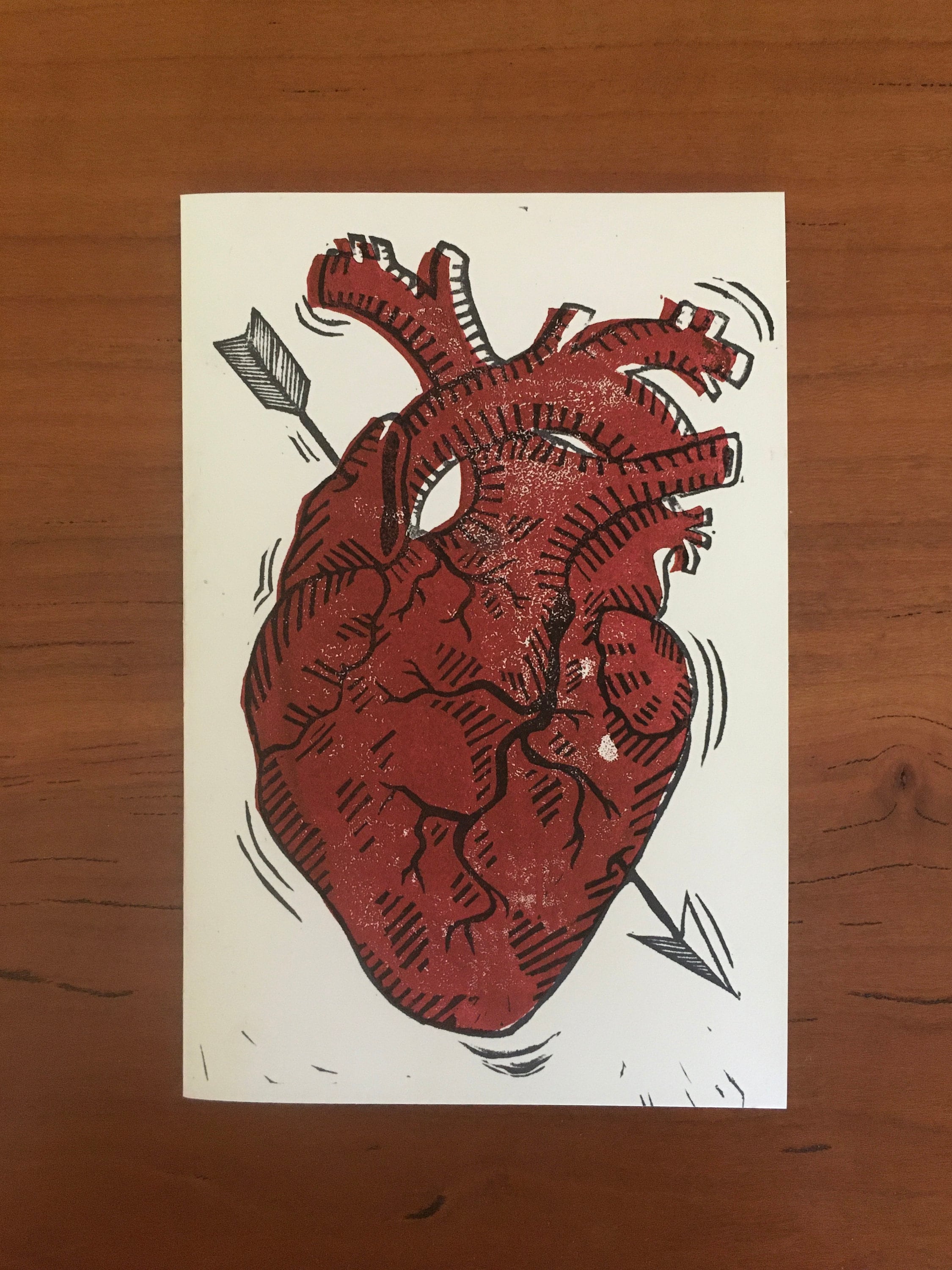 Bleeding Heart Card Two-tone Linocut Block Print Hand - Etsy UK