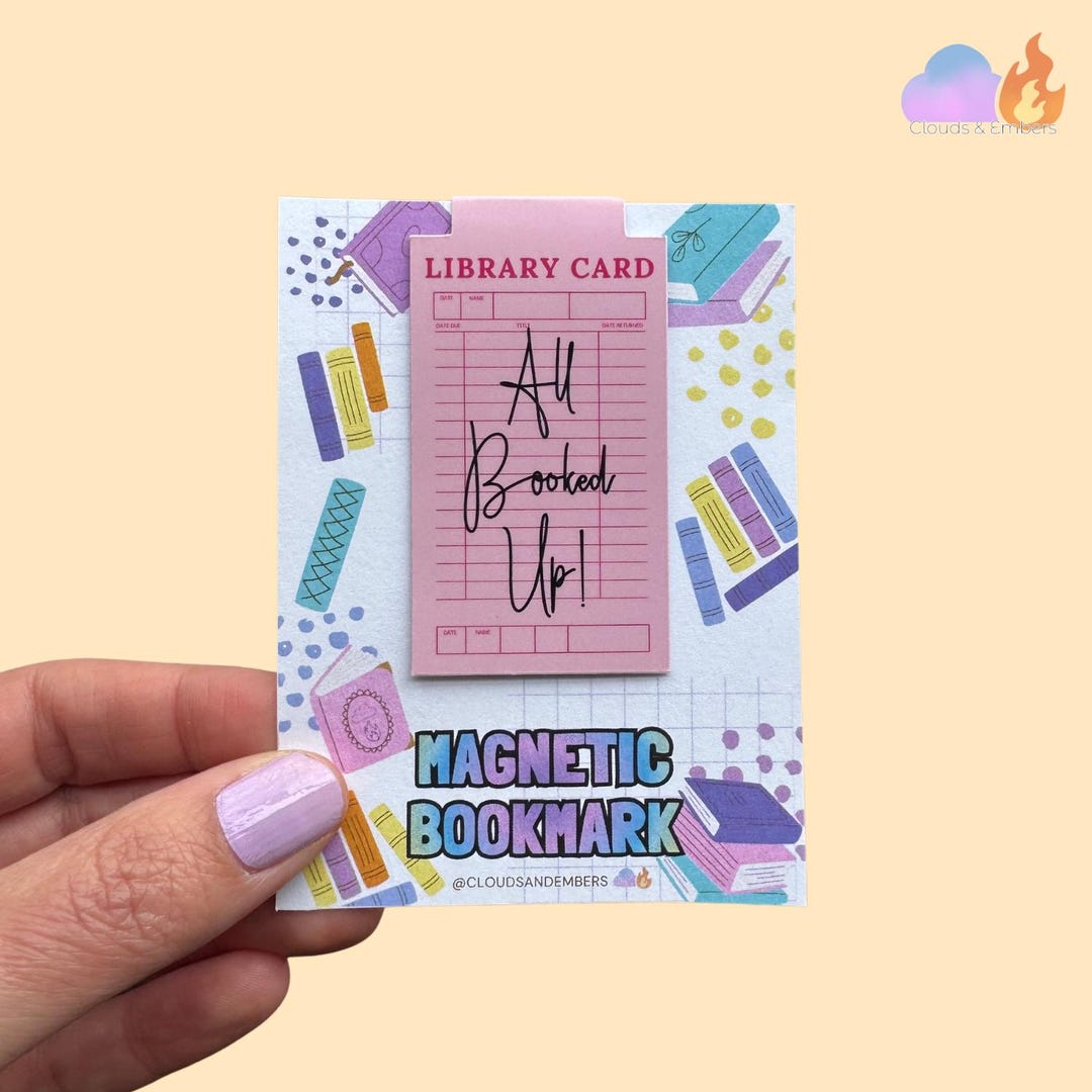 All Booked up Magnetic Bookmark | Library Card Bookmark - Etsy