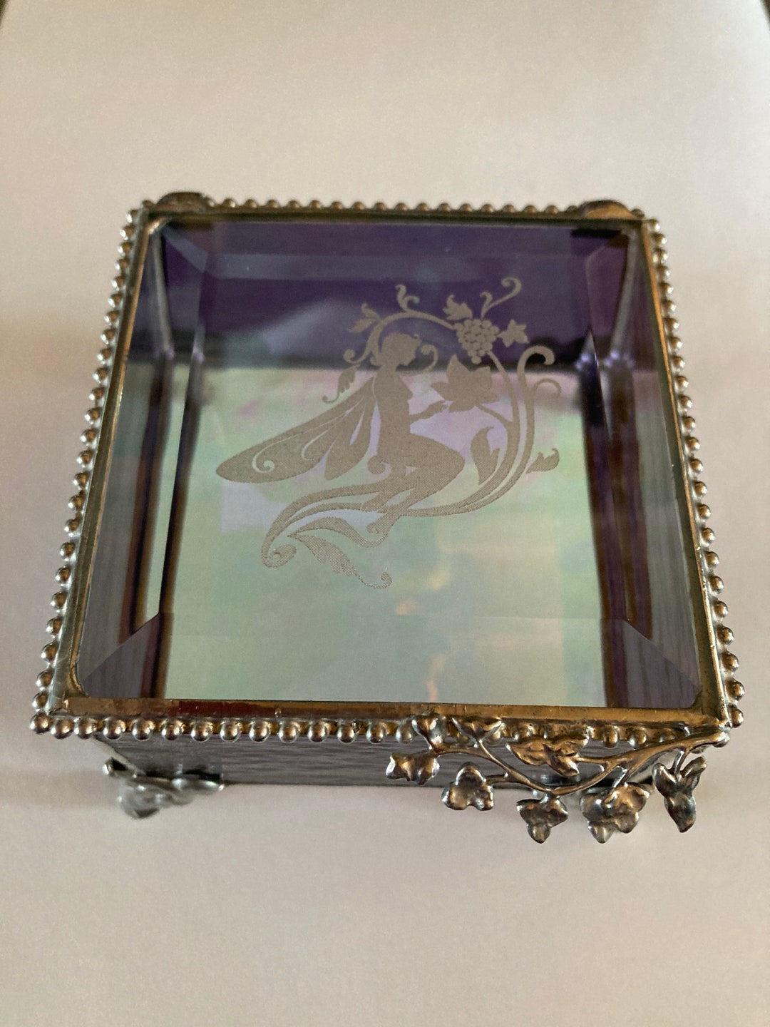 Stained Glass Box, Jewelry Box, Fairy Theme Lid, 3 X 3 X 2.5 - Etsy