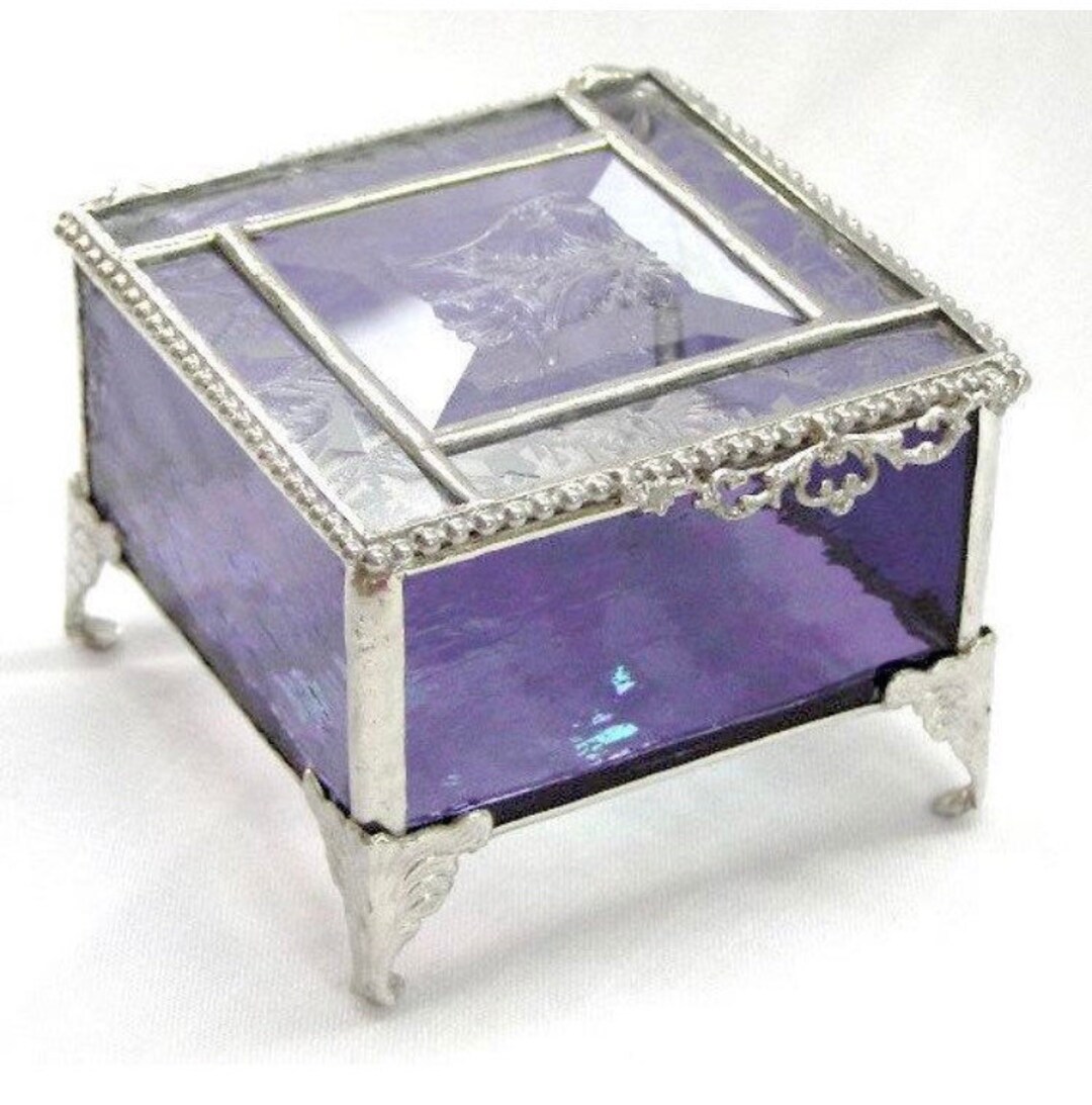 3x3 Stained Glass Box, Christening Gift, Gift for Her, Jewelry Box ...
