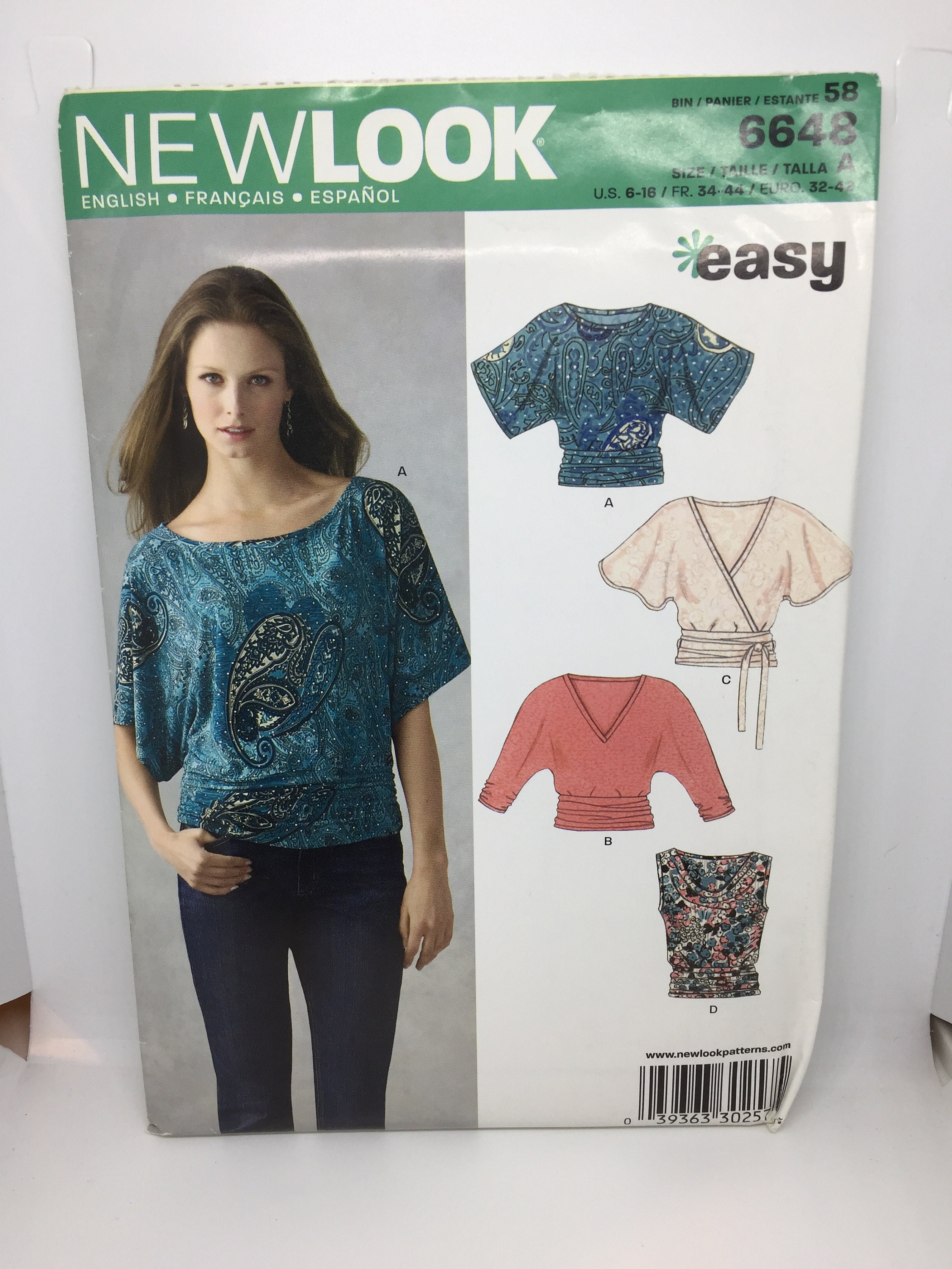 6648 New Look 2011 Easy Sewing Pattern Misses Six Sizes in One Tops ...