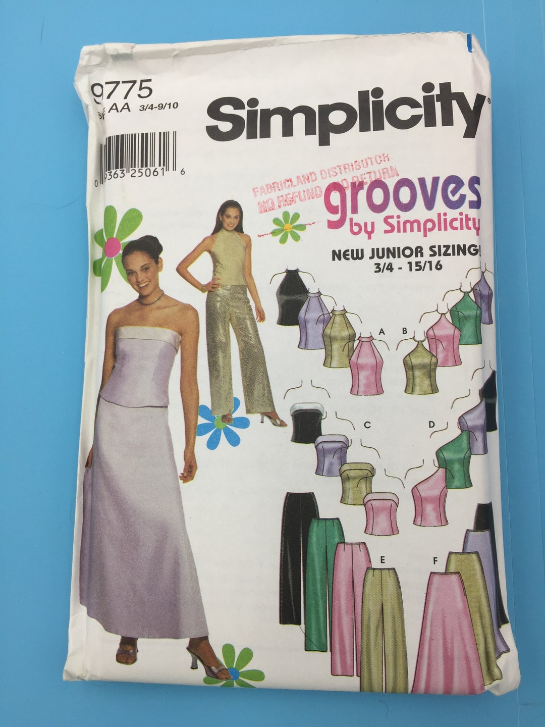 9775 Vintage 2001 Simplicity Grooves Sewing Pattern Juniors Evening ...
