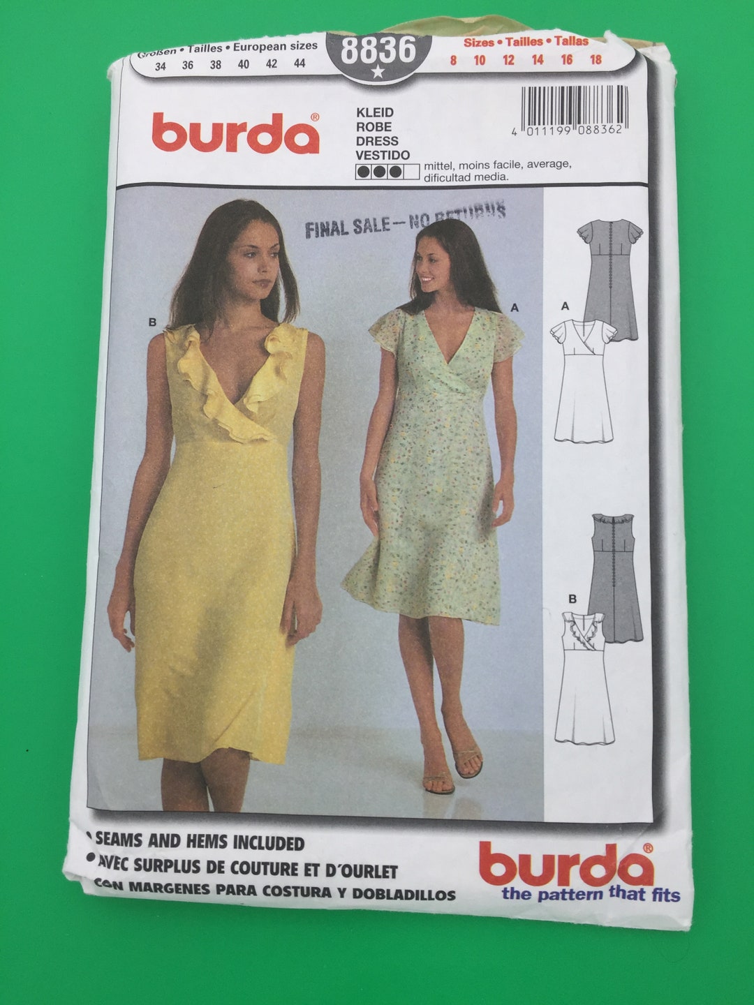 8836 Vintage Burda Sewing Pattern Misses Dress Sizes - Etsy