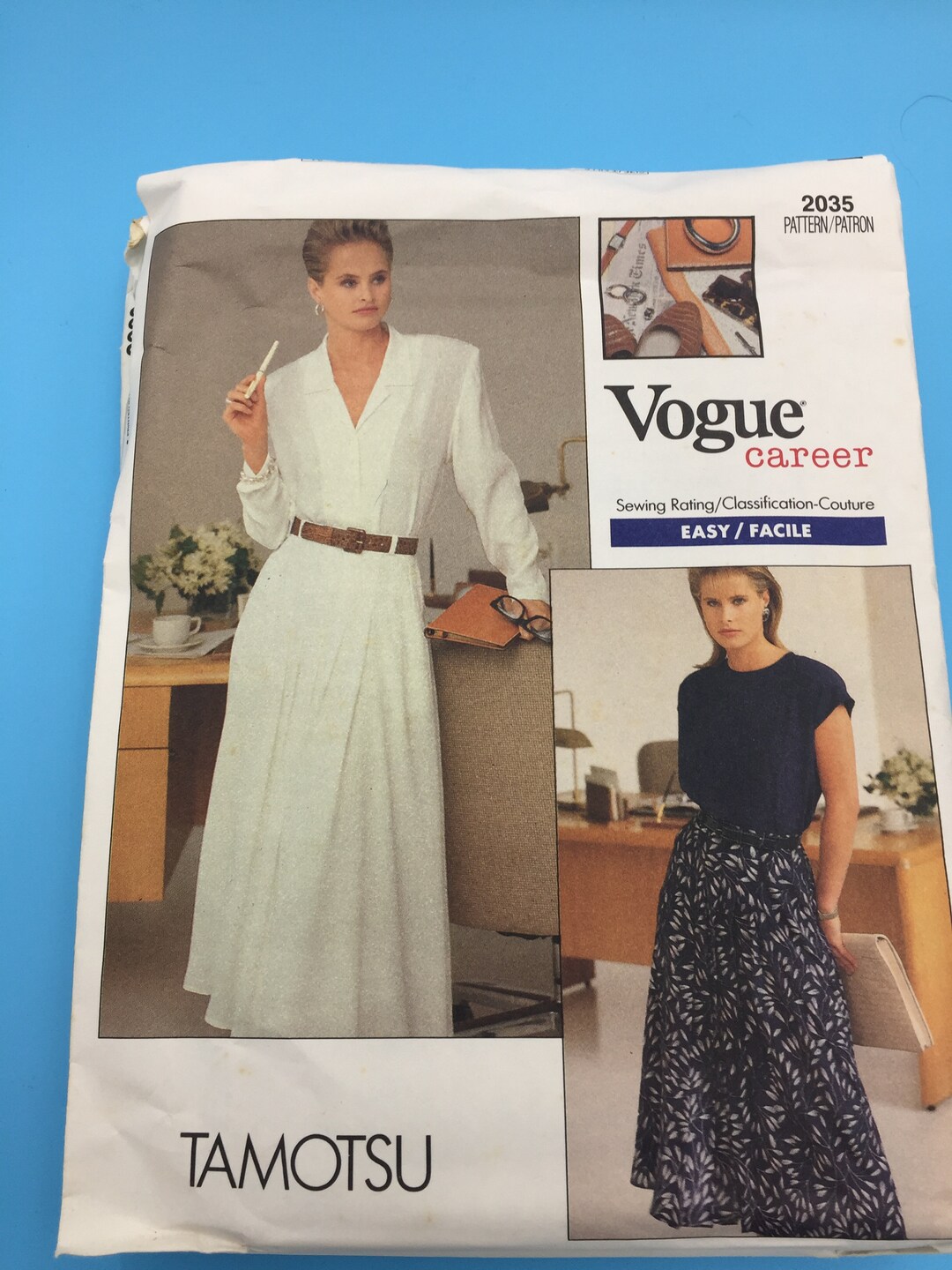 V2035 Vintage 1988 Vogue Career Tamotsu Sewing Pattern Misses Shirt ...