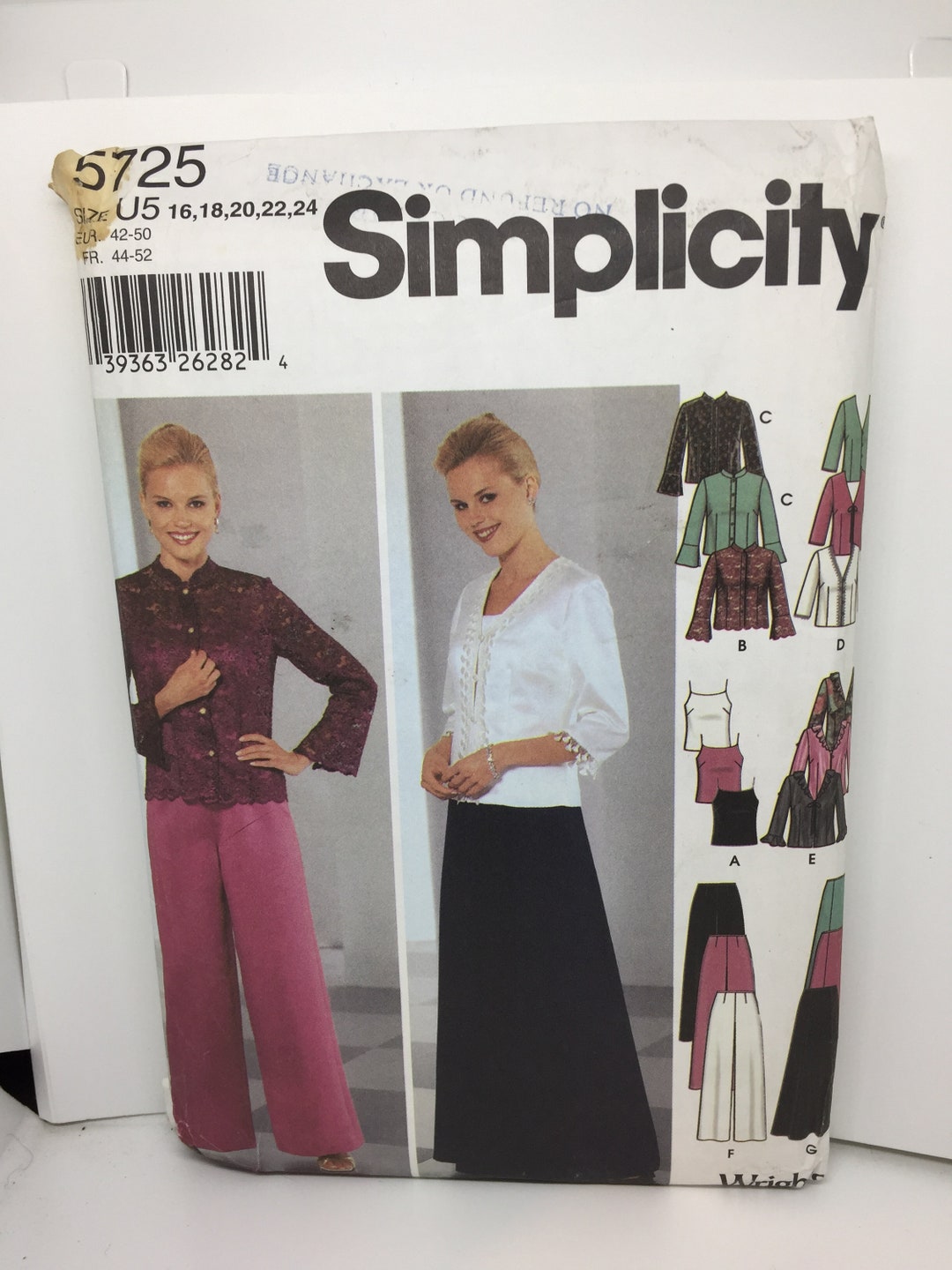 5725 Simplicity 2002 Sewing Pattern Misses/miss Petite Evening Camisole ...
