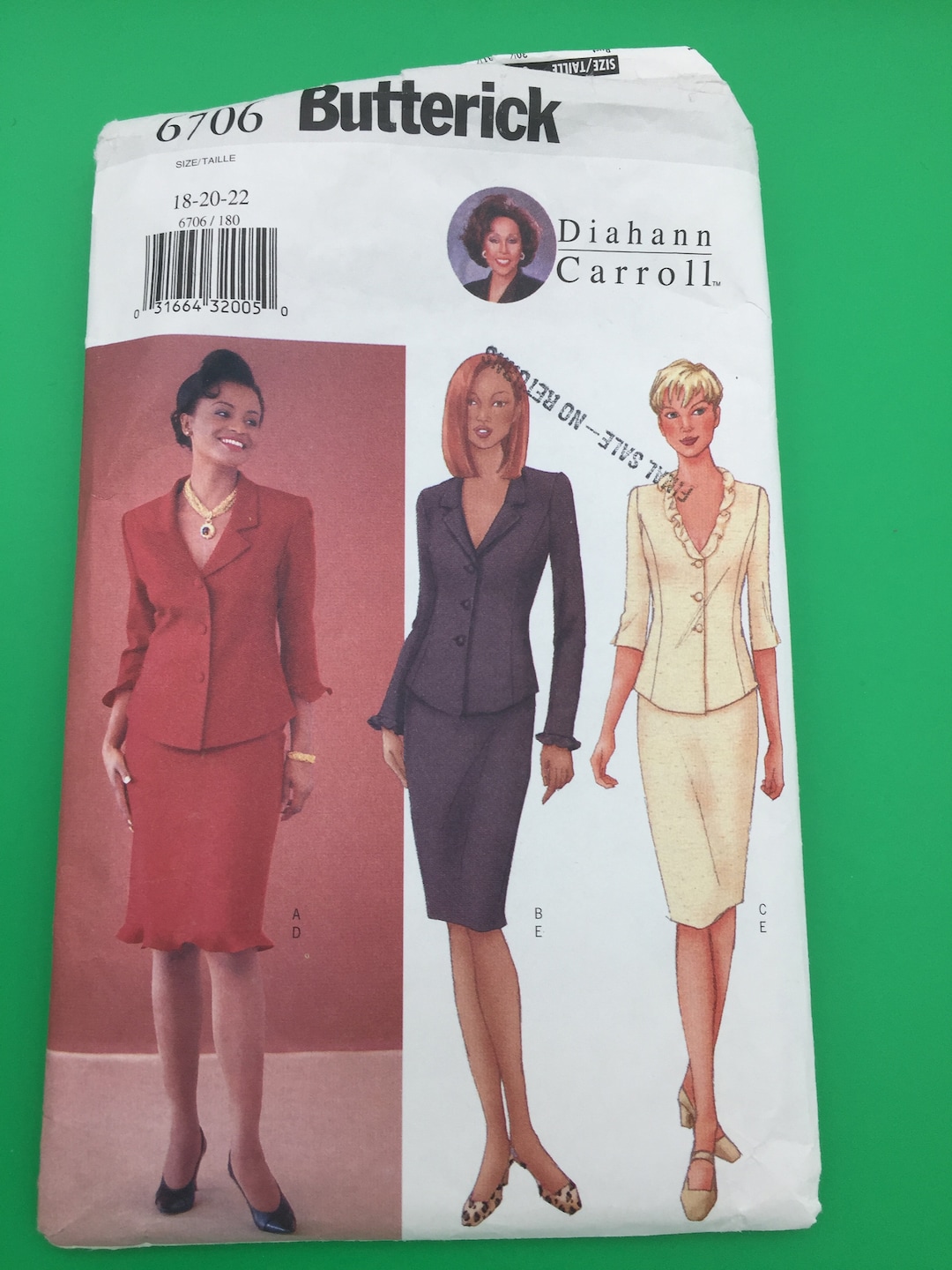 6706 Vintage 2000 Butterick Diahann Carroll Sewing Pattern Misses ...