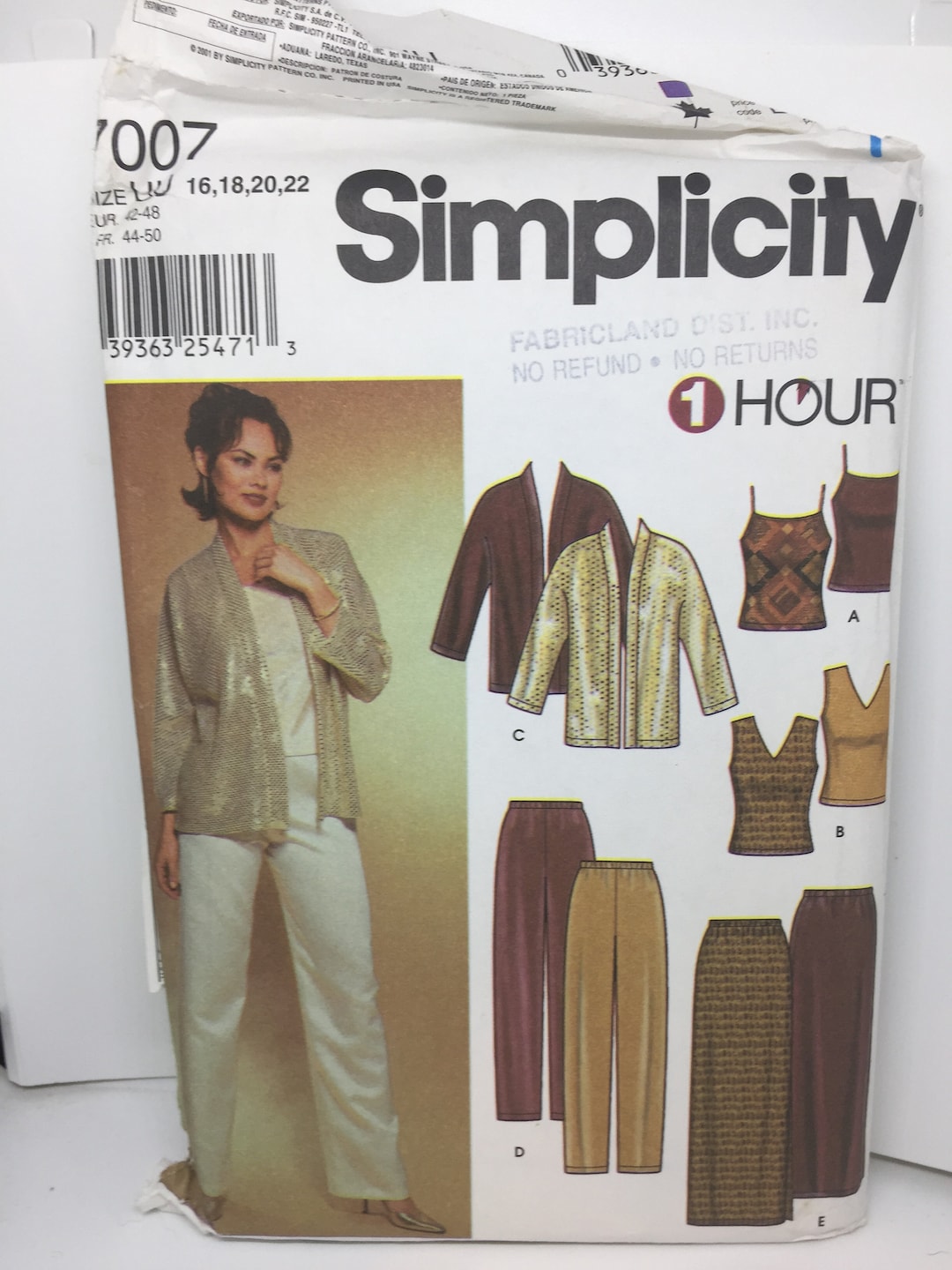7007 Simplicity 2001 Sewing Pattern Misses Jacket, Pants, Skirt and ...