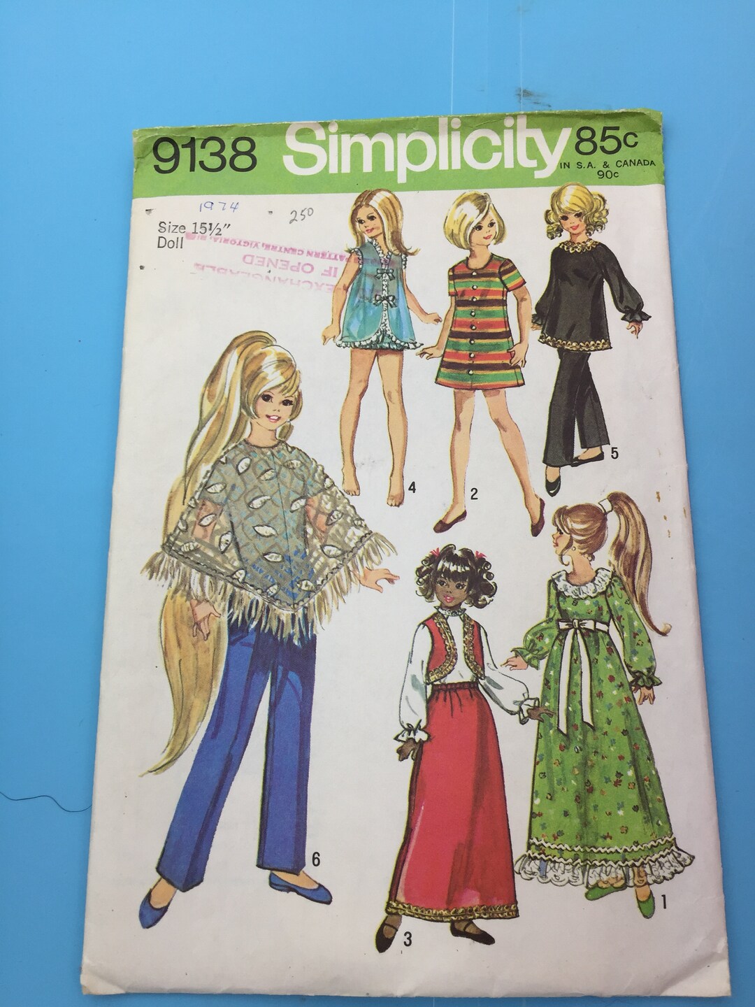 9138 Vintage 1970 Simplicity Sewing Pattern Wardrobe Suitable for 15 1/ ...
