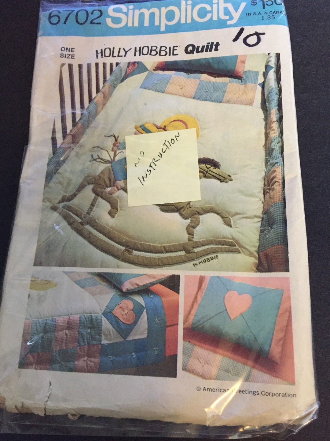 6702 Vintage 1947 Simplicity Sewing Pattern Hollie Hobbie Quilt and ...