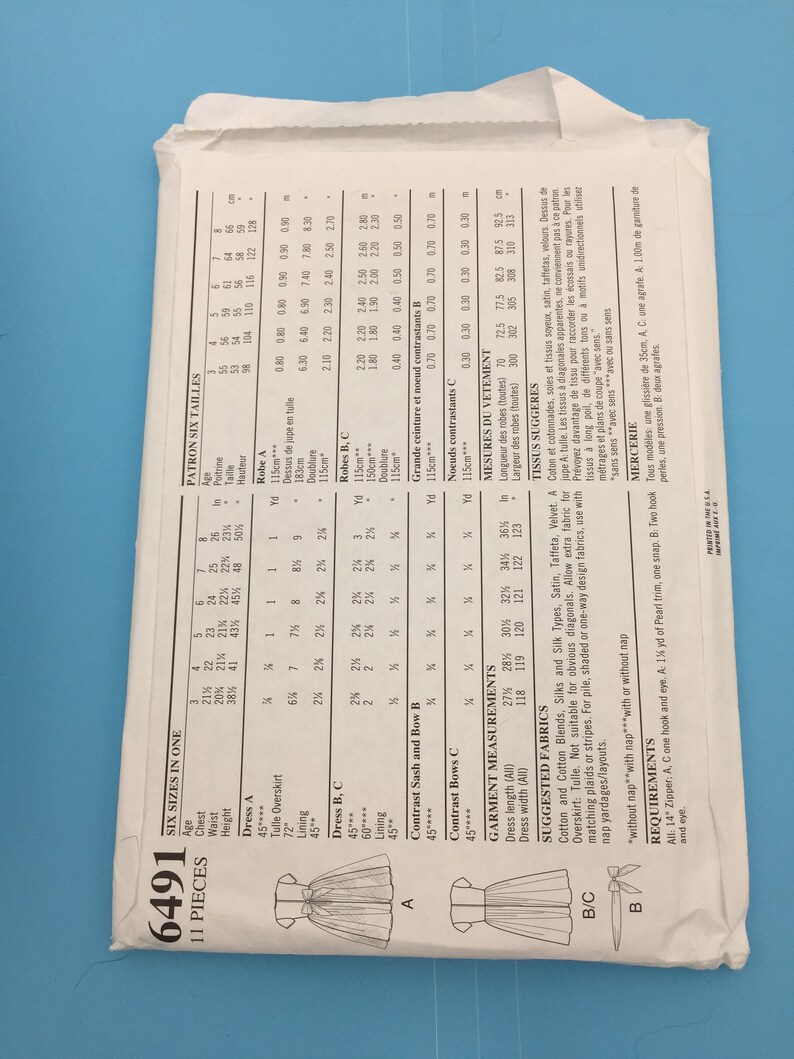 6491 Vintage 90's New Look Sewing Pattern Girls 6 Sizes in One Dress ...