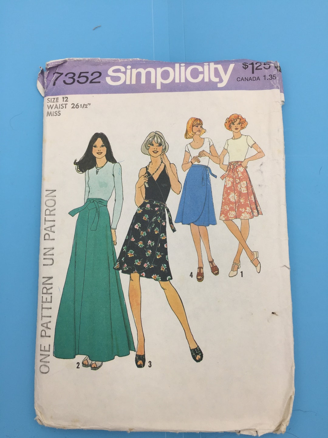 7352 Vintage 1976 Simplicity Sewing Pattern Misses Set of Wrap Skirts ...
