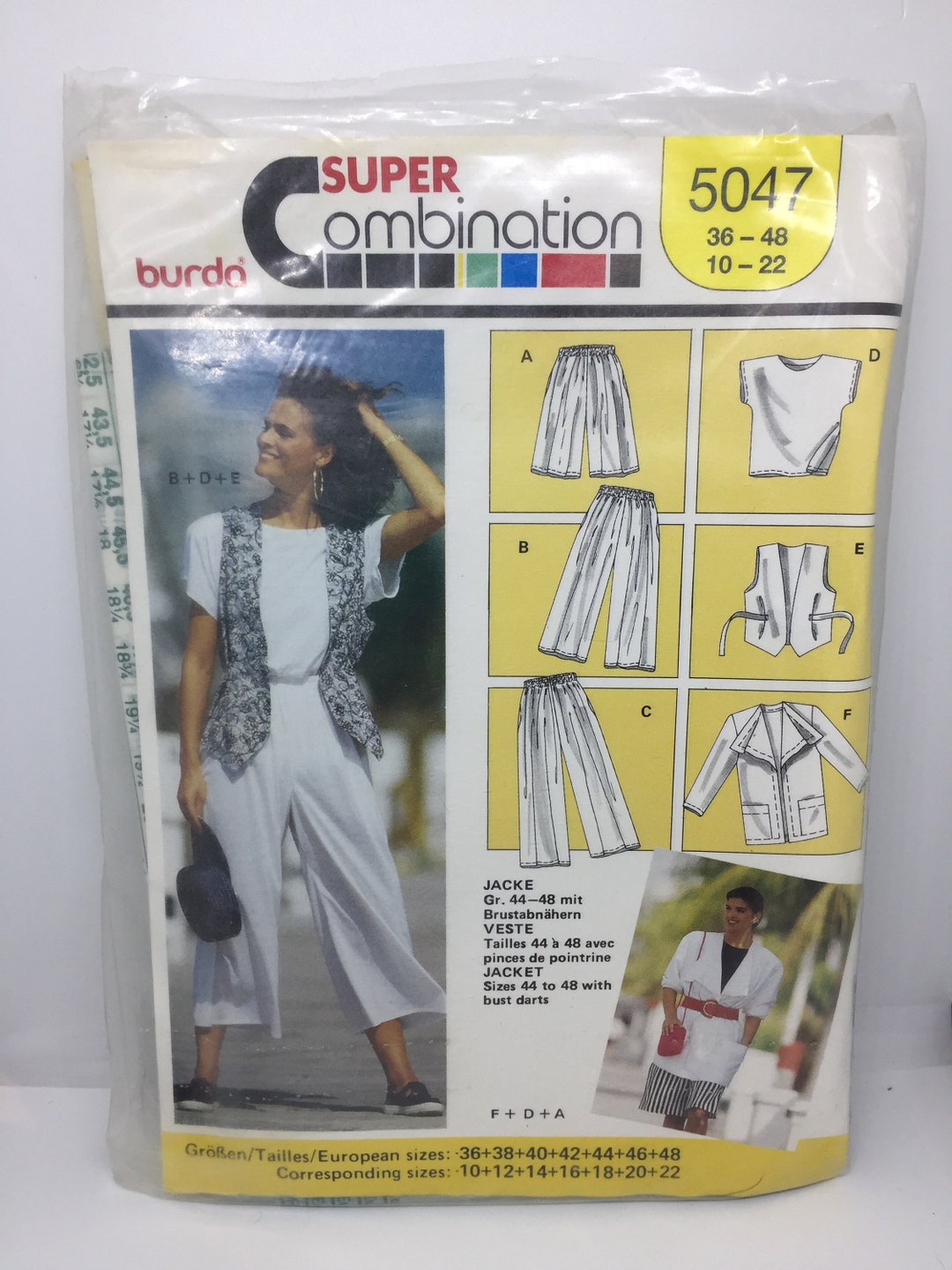 5047 Vintage Burda Super Combination Sewing Pattern Misses Jacket,vest ...