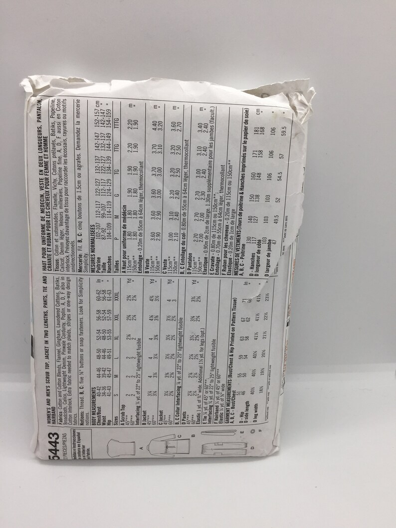 5443 Simplicity Easy to Sew Sewing Pattern Women/mens Scrub - Etsy Canada