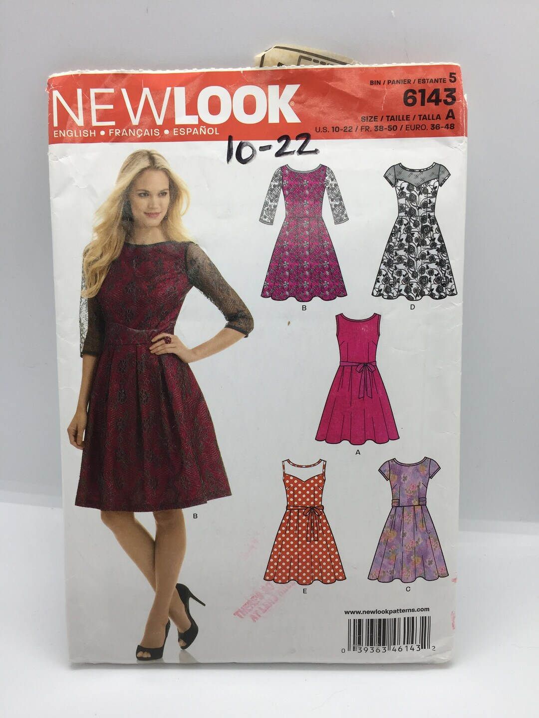 6143 New Look Sewing Pattern Misses Seven Sizes in One Dress Sizes 10 ...