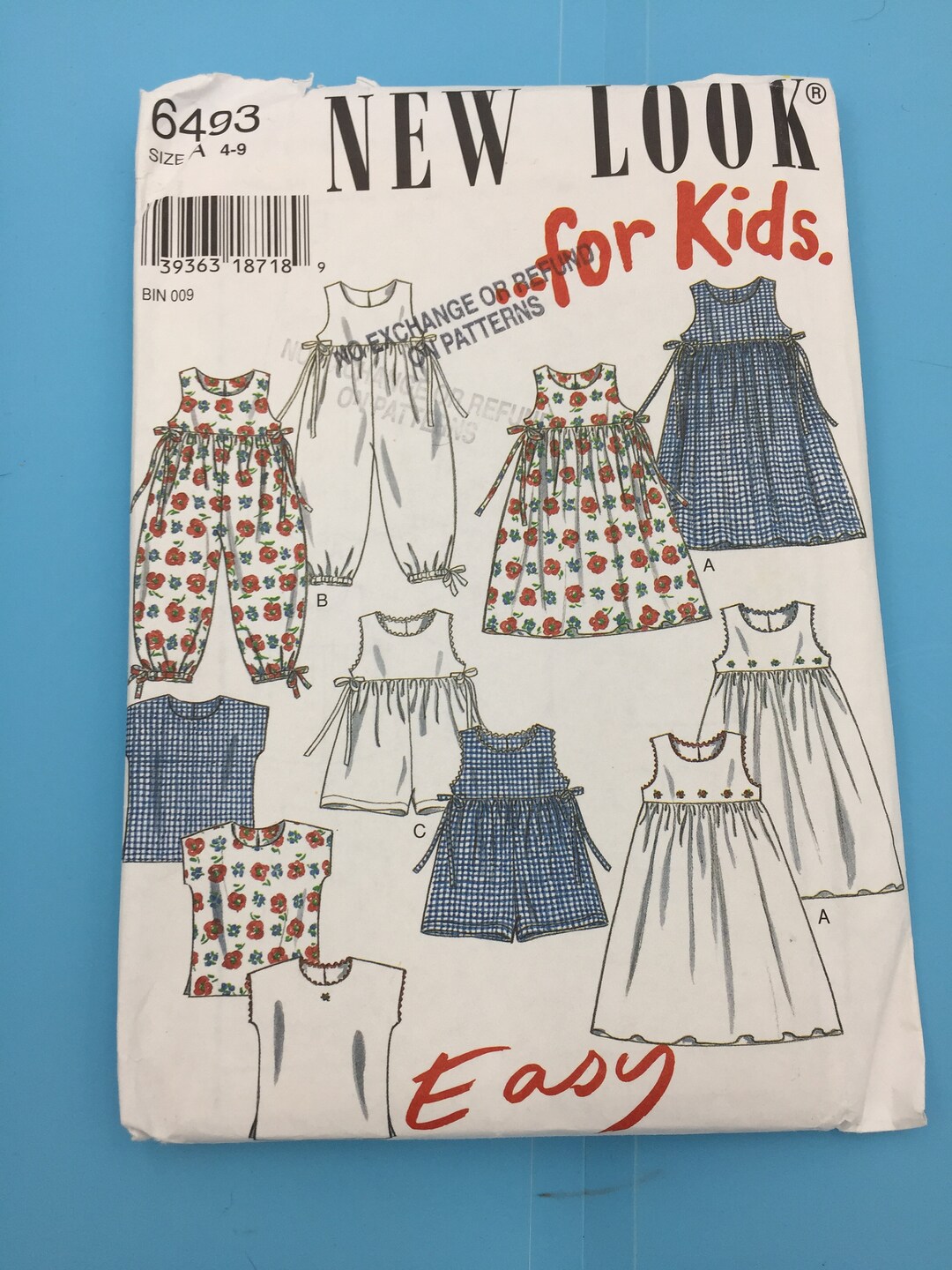 6493 Vintage 90's New Look Sewing Pattern Girls 6 Sizes in One Dress ...