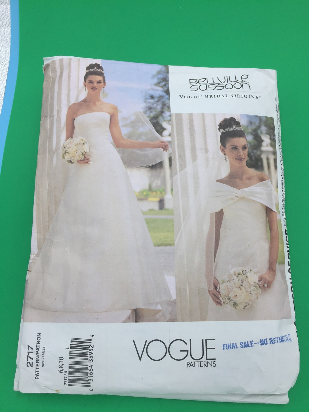 V2717 Vogue 2002 Bellville Sassoon Bridal Original Sewing Pattern Miss ...