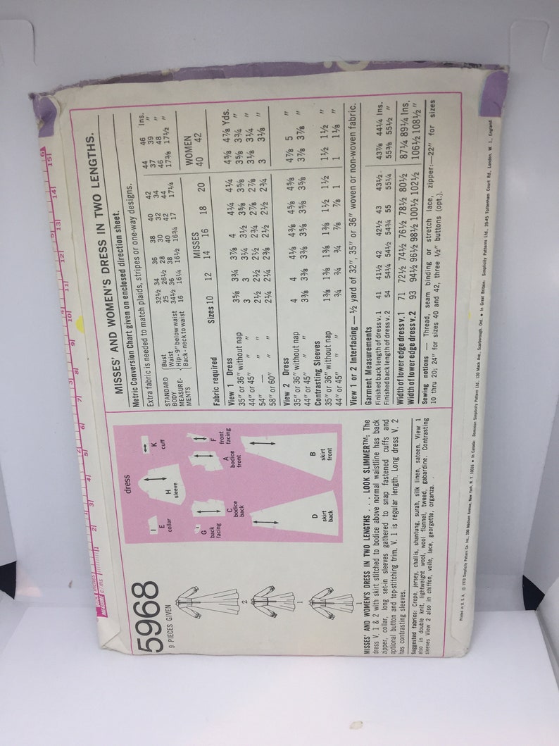 5968 Simplicity 1973 Vintage Look Slimmer Sewing Pattern | Etsy