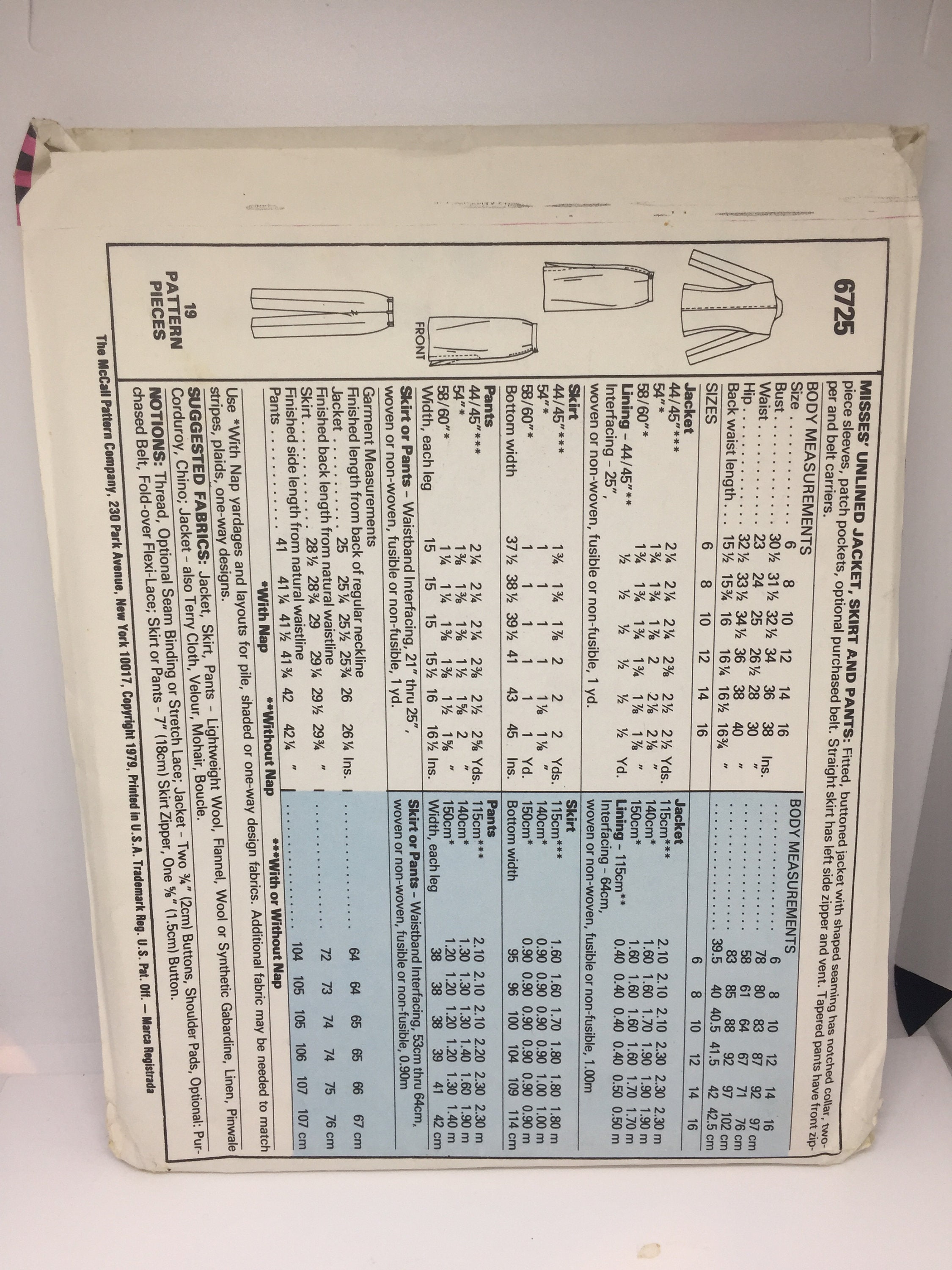 6725 Mccalls 1979 Vintage Carol Little Sewing Pattern Misses Unlined ...