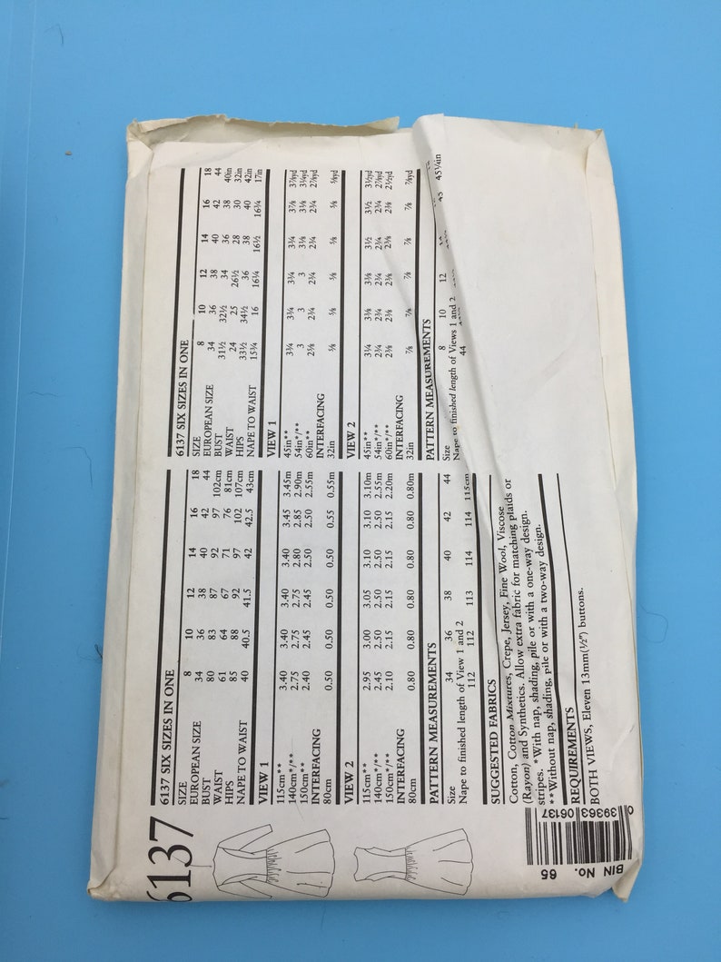 6137 Vintage New Look Sewing Pattern Misses Six Sizes in One | Etsy