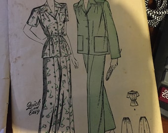 1940s Vintage Sewing Pattern Mccalls 5021 Girls Two Piece - Etsy
