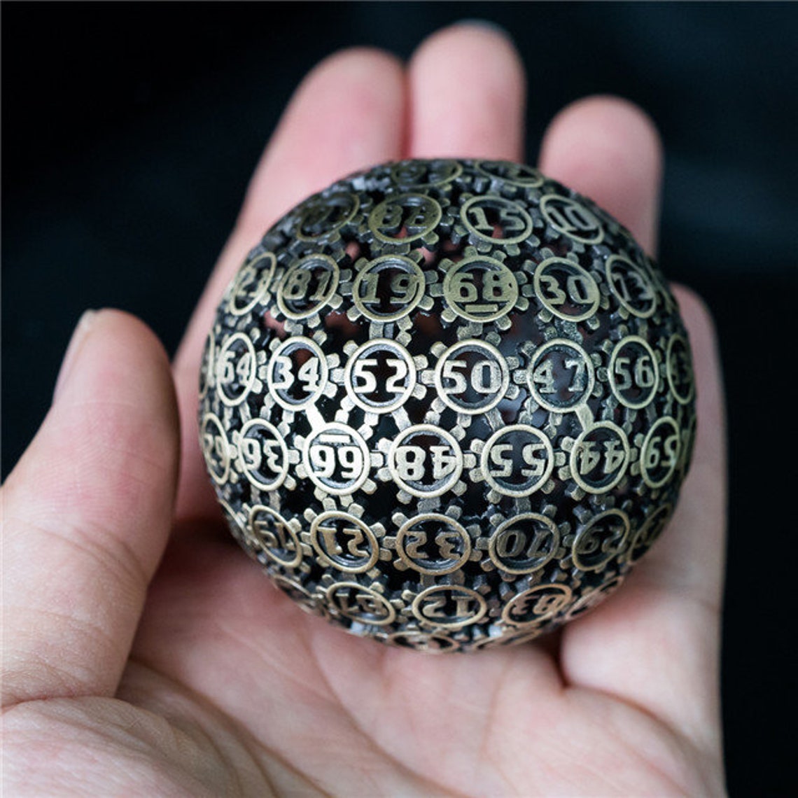 D100 RPG Dice Hollow Bronze Metal Steampunk Tabletop | Etsy UK