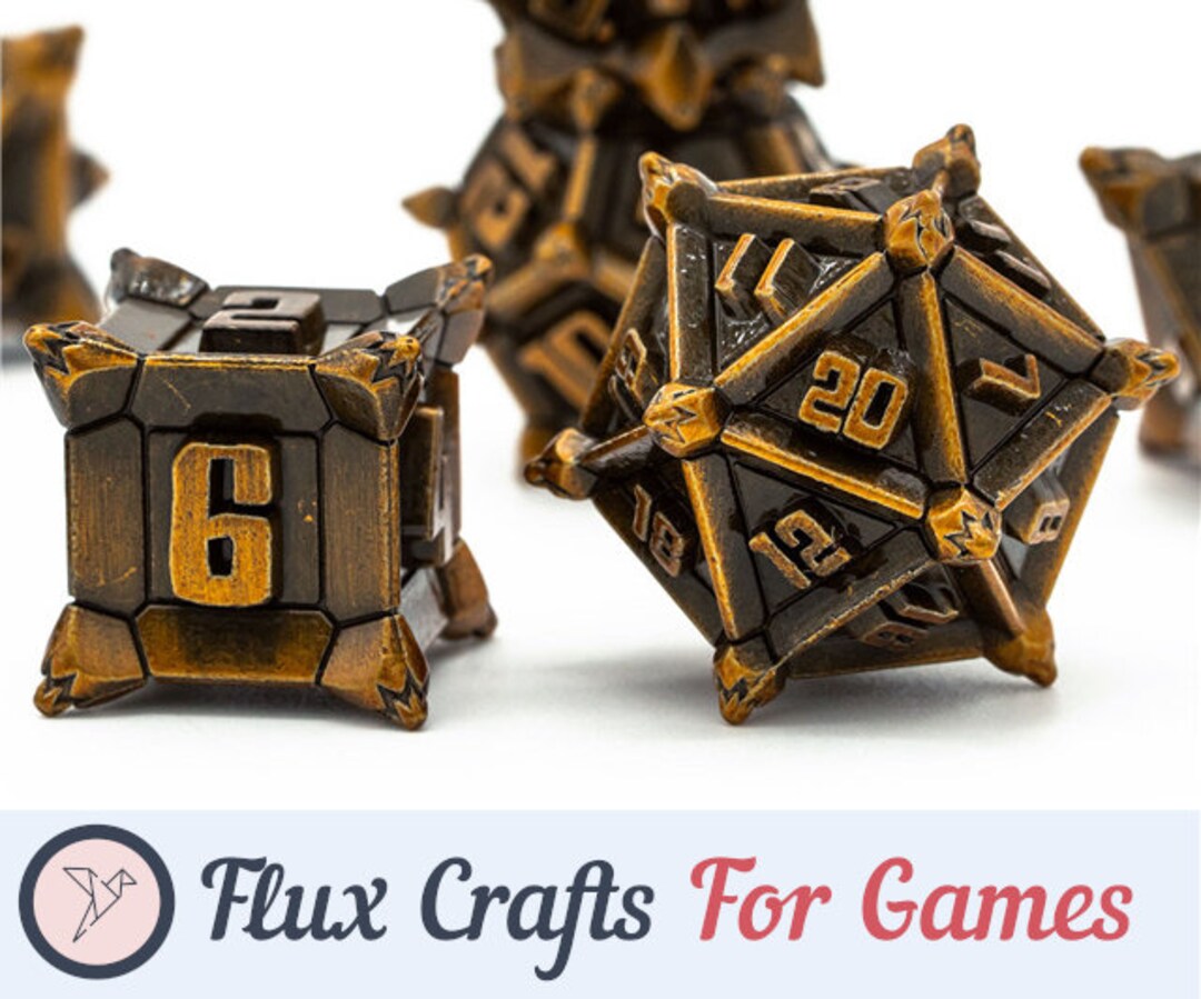 7pcs RPG Dice Set Spiky Gold Metal Pinwheel, Tabletop Roleplaying Games ...