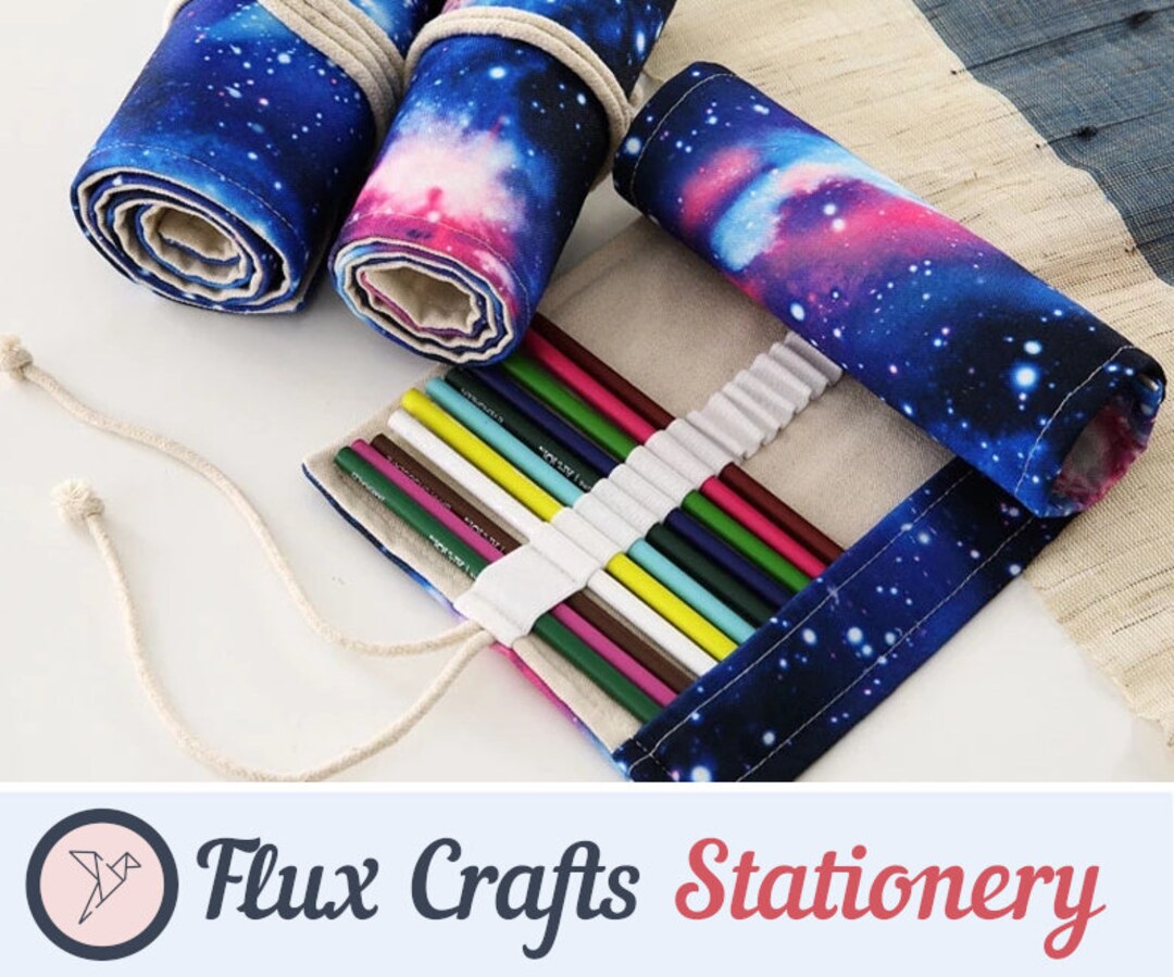 12/24/36/48/72 Holes Roll Canvas Pencil Case Wrap Nebula in Blue Space ...