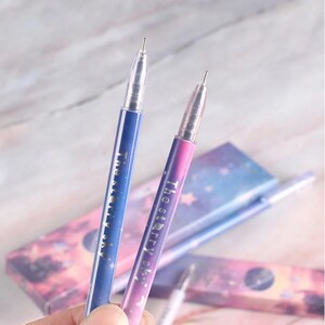 0.5mm Black Ink Slim Gel Pens Starry Night Set Purple Blue, Magical ...