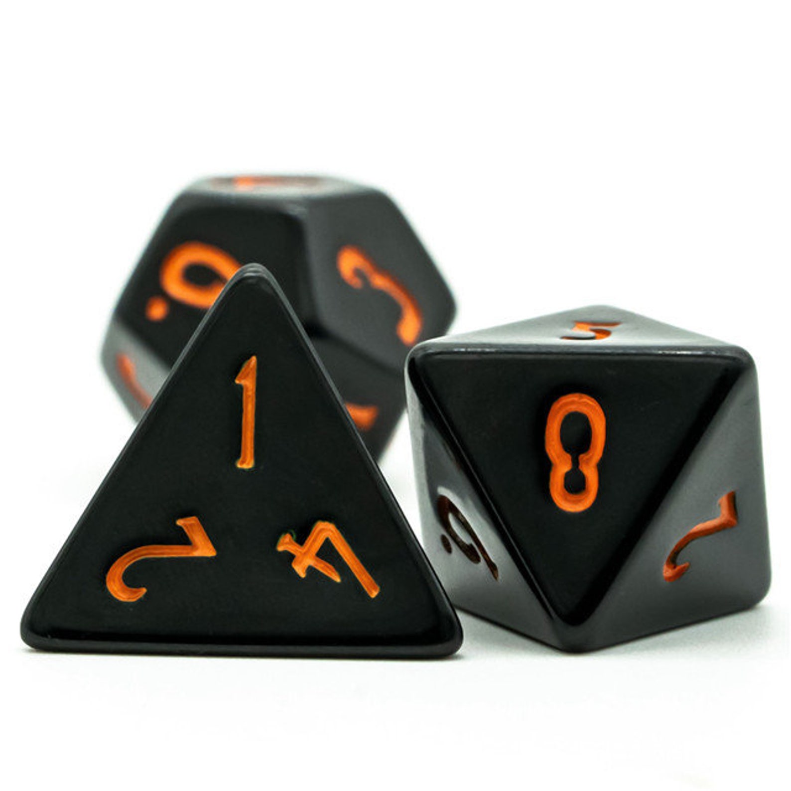 7pcs RPG Dice Set Black Resin Solid Tabletop Roleplaying - Etsy