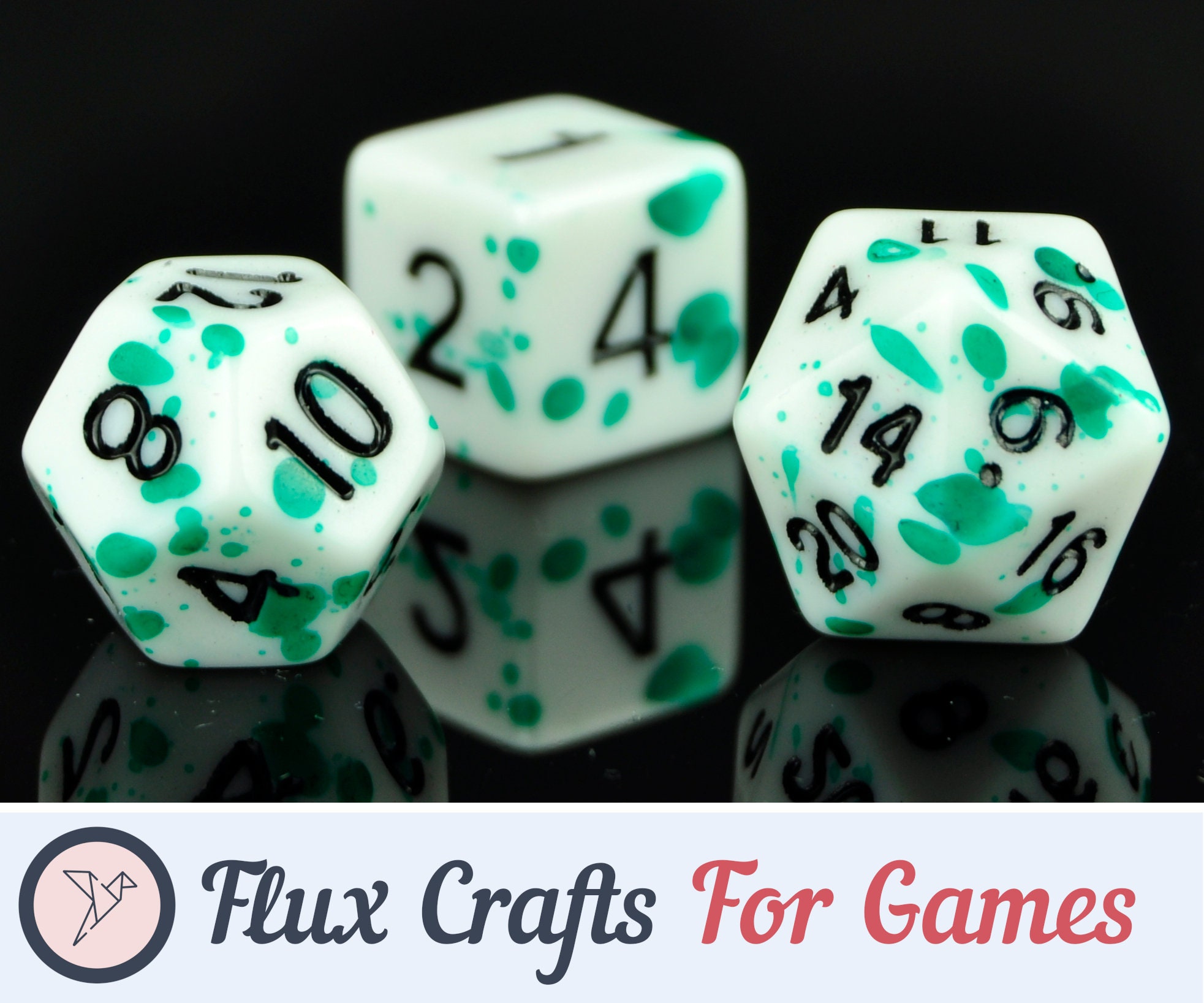 Flux Crafts D20 D8 D6 Yellow on White Acrylic| Blood Splatter DND 7pcs ...