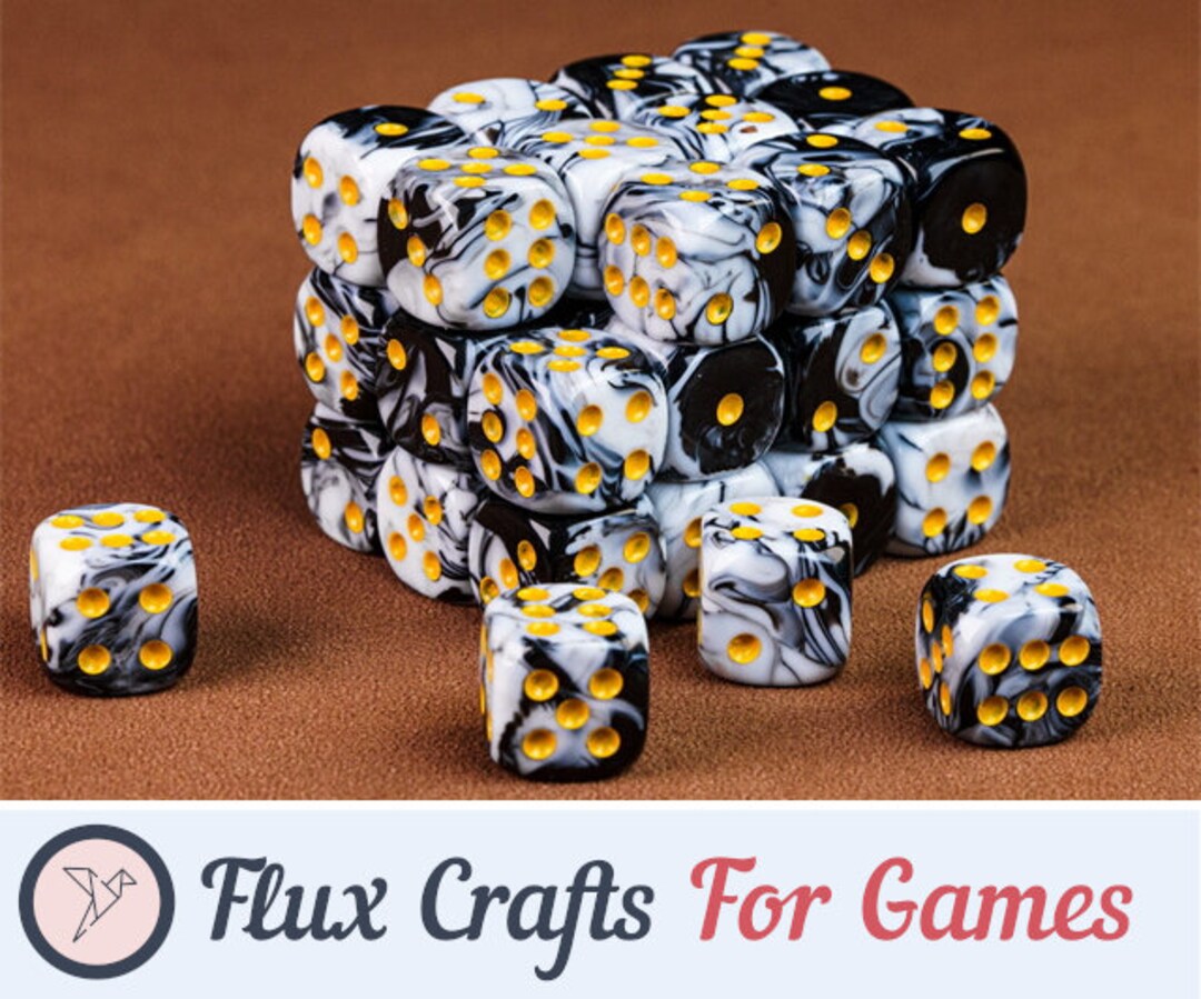 10pcs 12mm D6 RPG Dice Set White & Black Acrylic D6 Pack, Role Playing ...