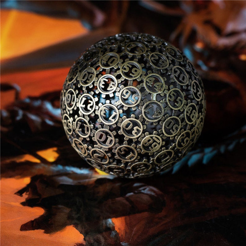 D100 RPG Dice Hollow Bronze Metal Steampunk Tabletop | Etsy UK